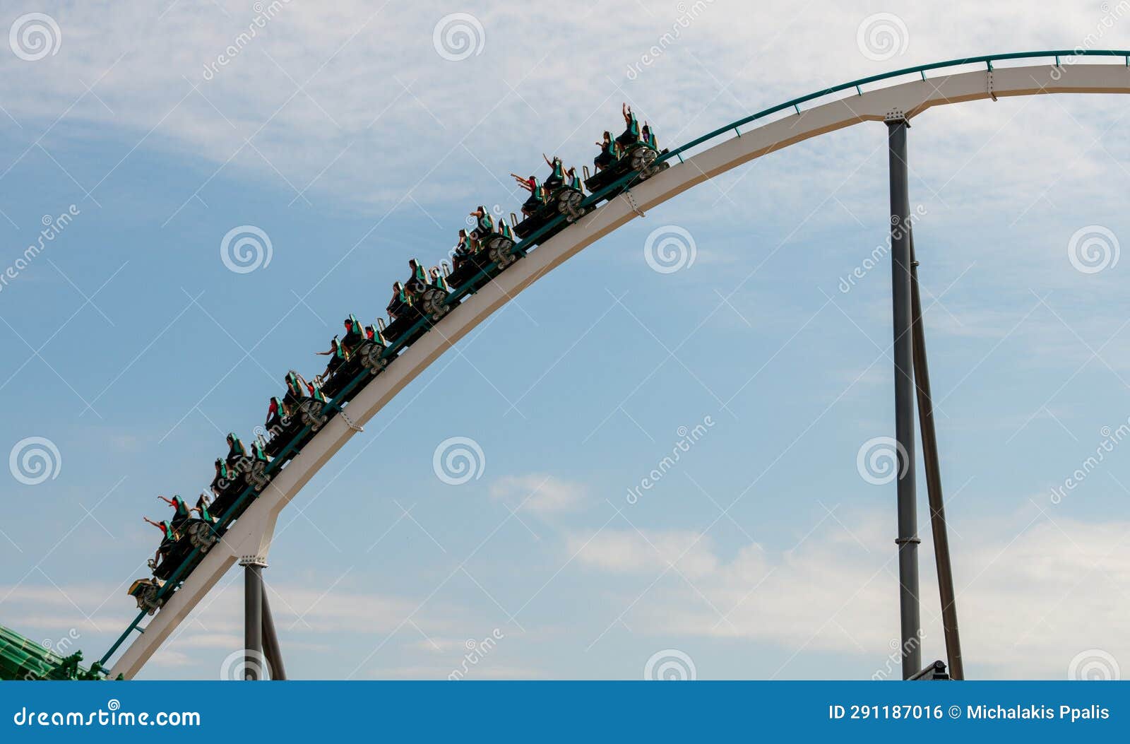 People Riding Roller Coaster at an Amusement Theme Park. Extreme Fun ...