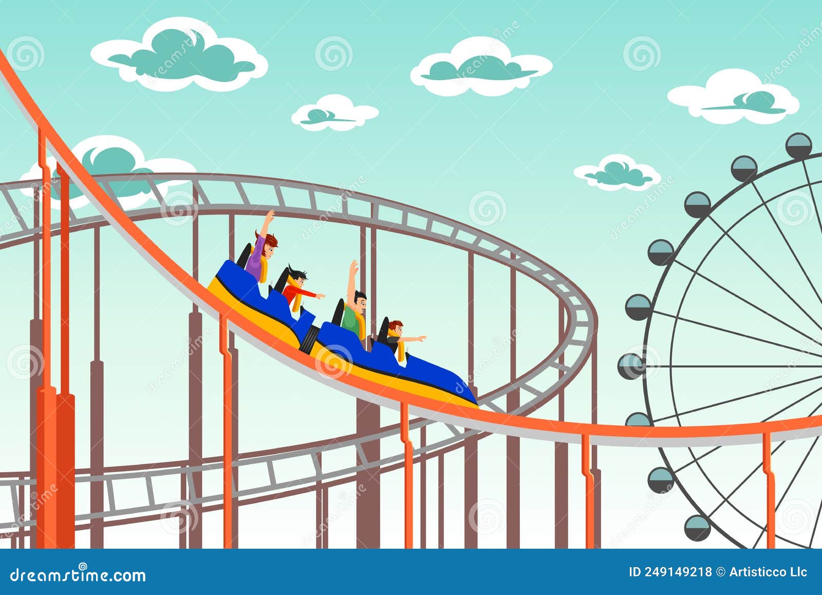 People Riding Roller Coaster Vector Illustration Stock Vector ...