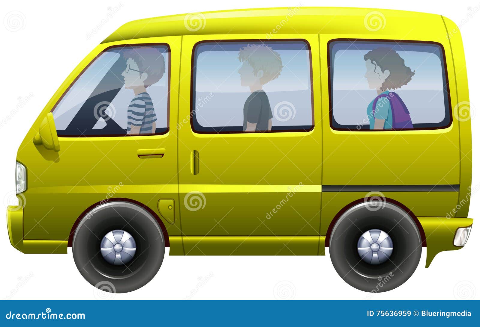 People Riding in Yellow Van Stock Vector - Illustration of clipping ...