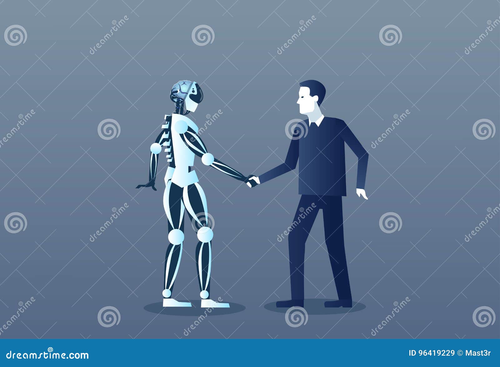 People And Robots Handshake Modern Human And Artificial Intelligence ...