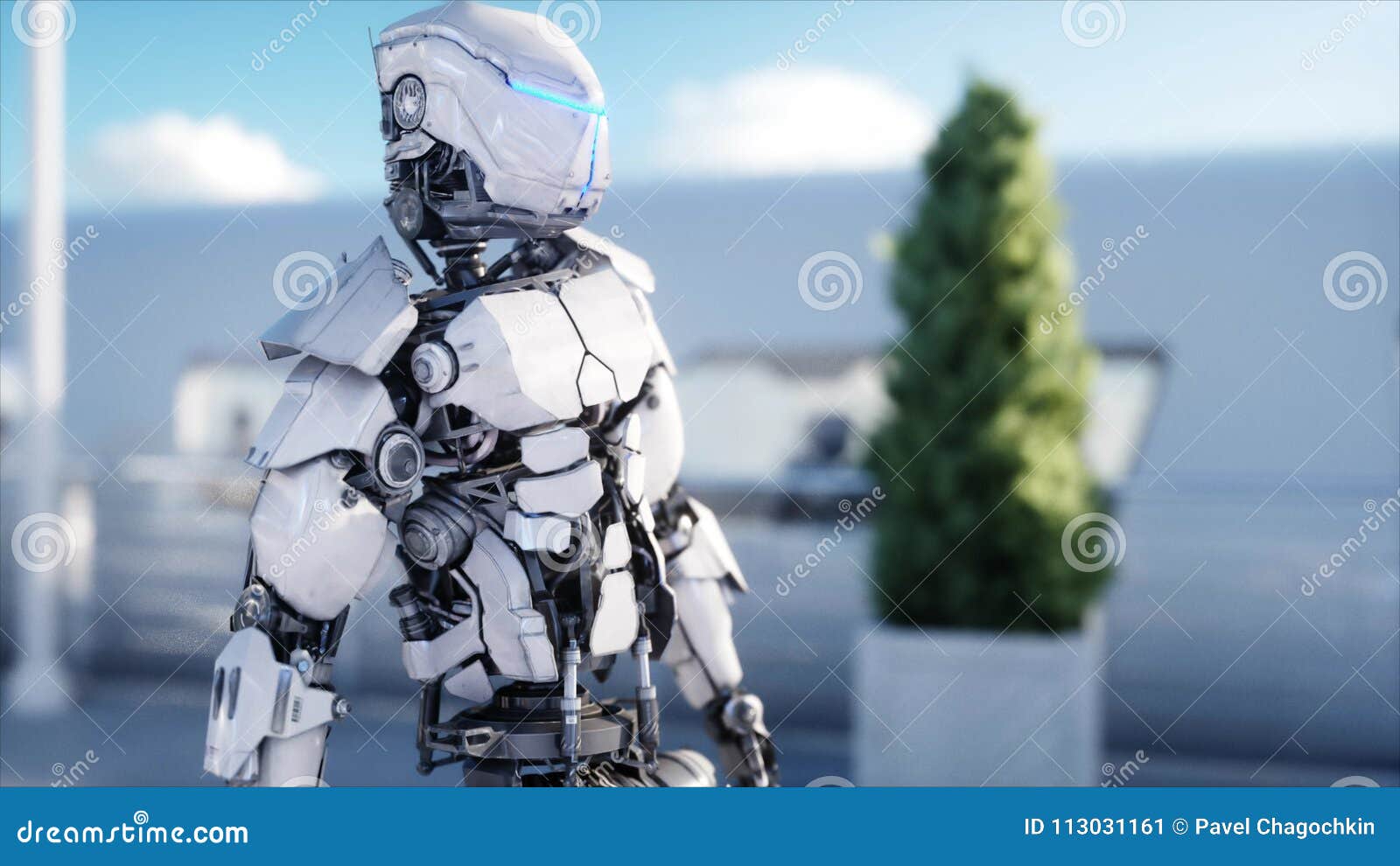 People And Robots Sci Fi Station Futuristic Monorail Transport