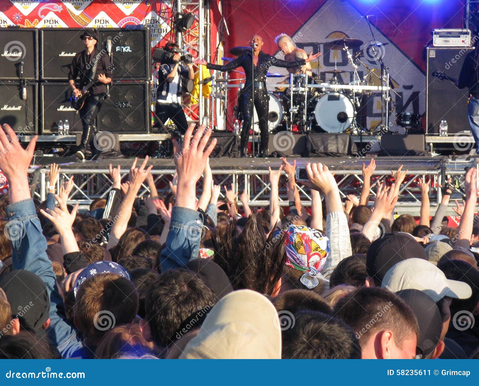 People at rock concert editorial photo. Image of drums - 58235611