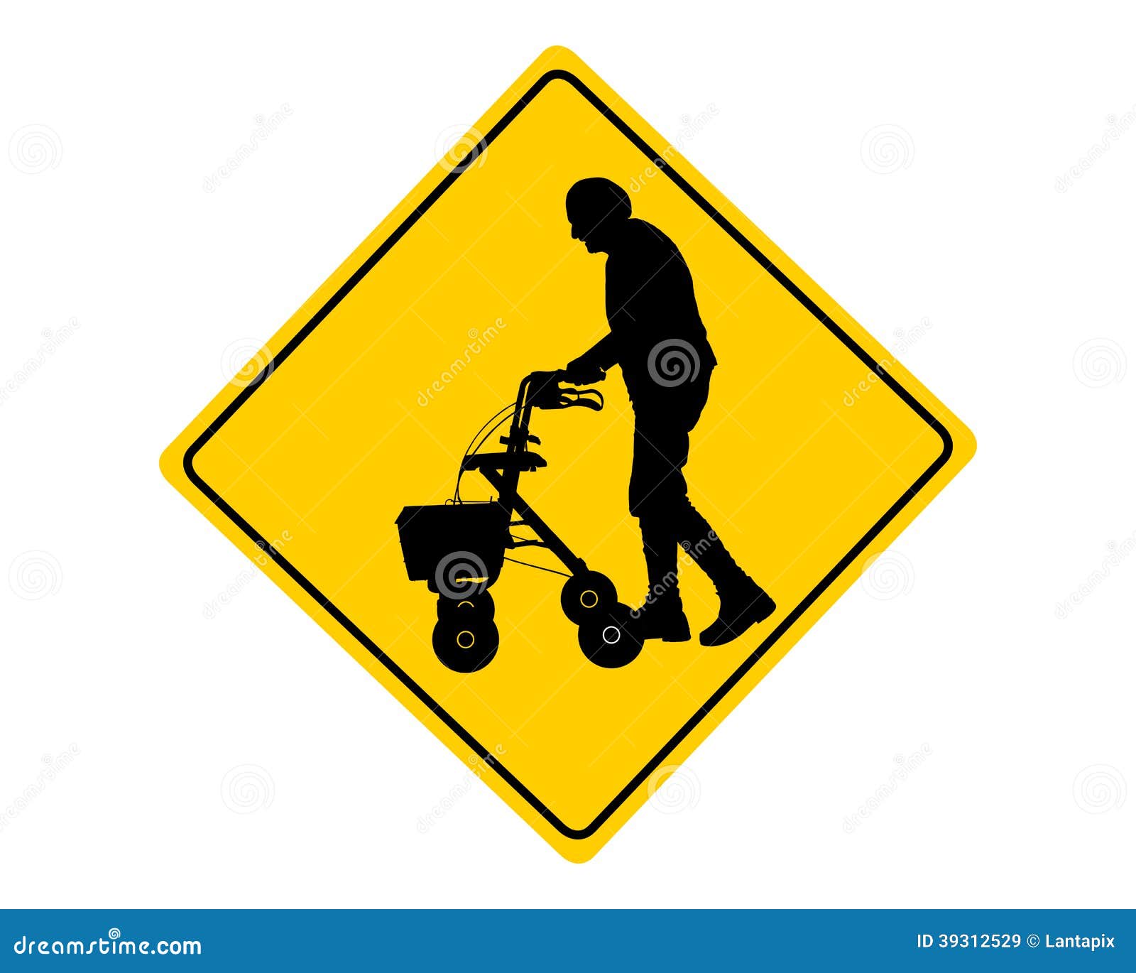 People with Rollator Warning Sign Stock Illustration - Illustration of ...