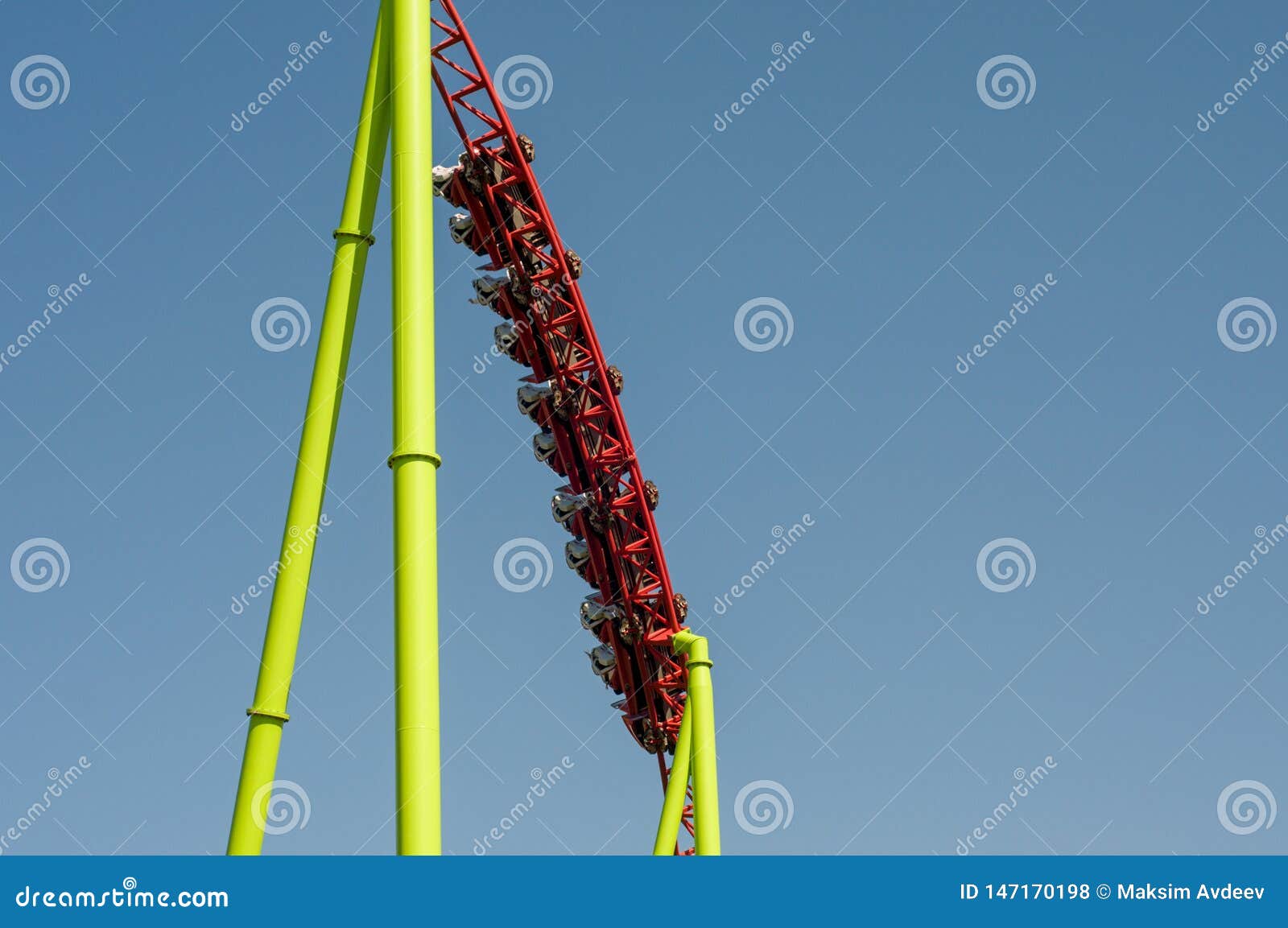 People on Roller Coaster. Amusement Park Stock Photo - Image of high ...