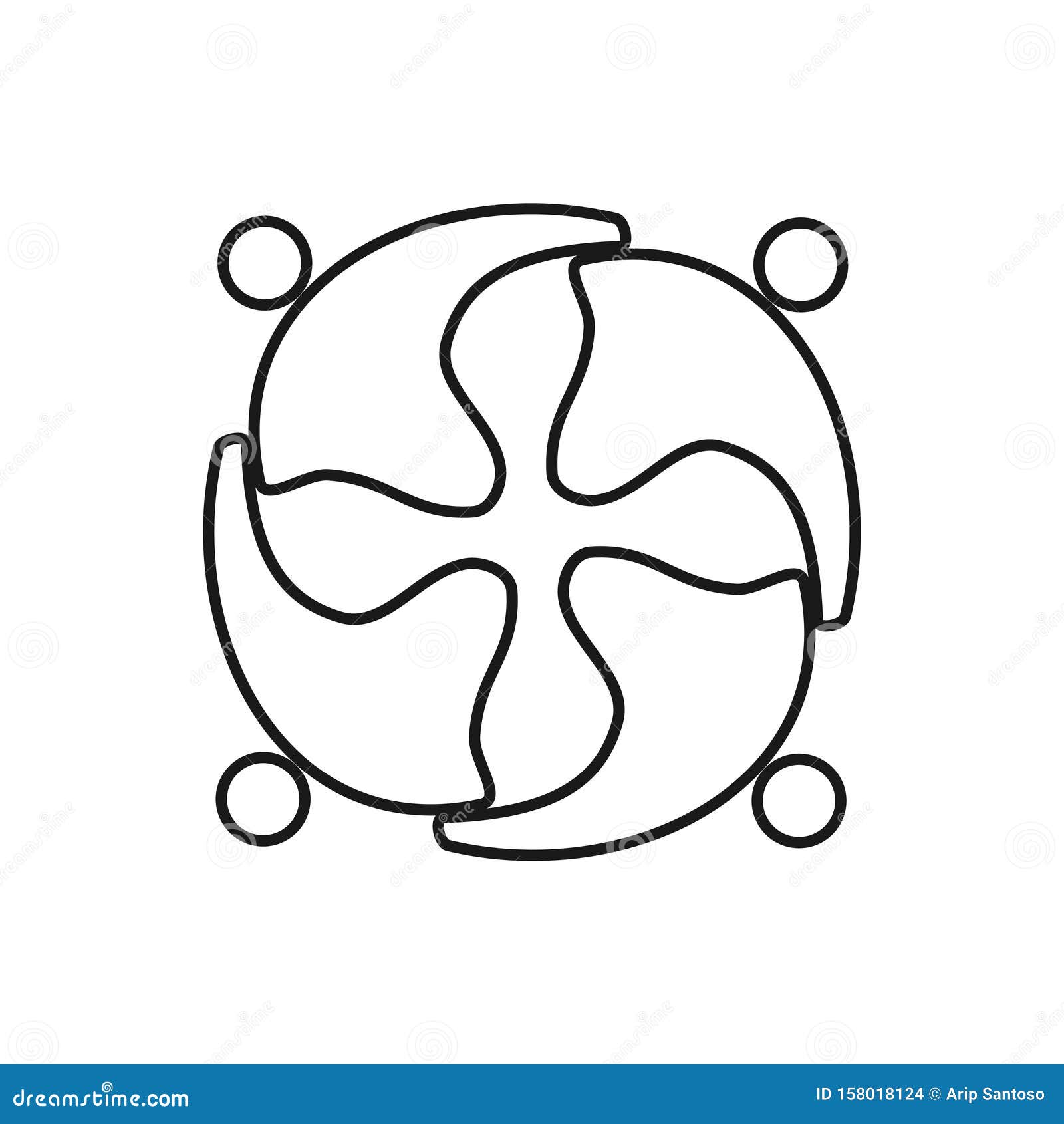 People Rotation Emblem Commitment Teamwork Together Outline Logo Vector ...