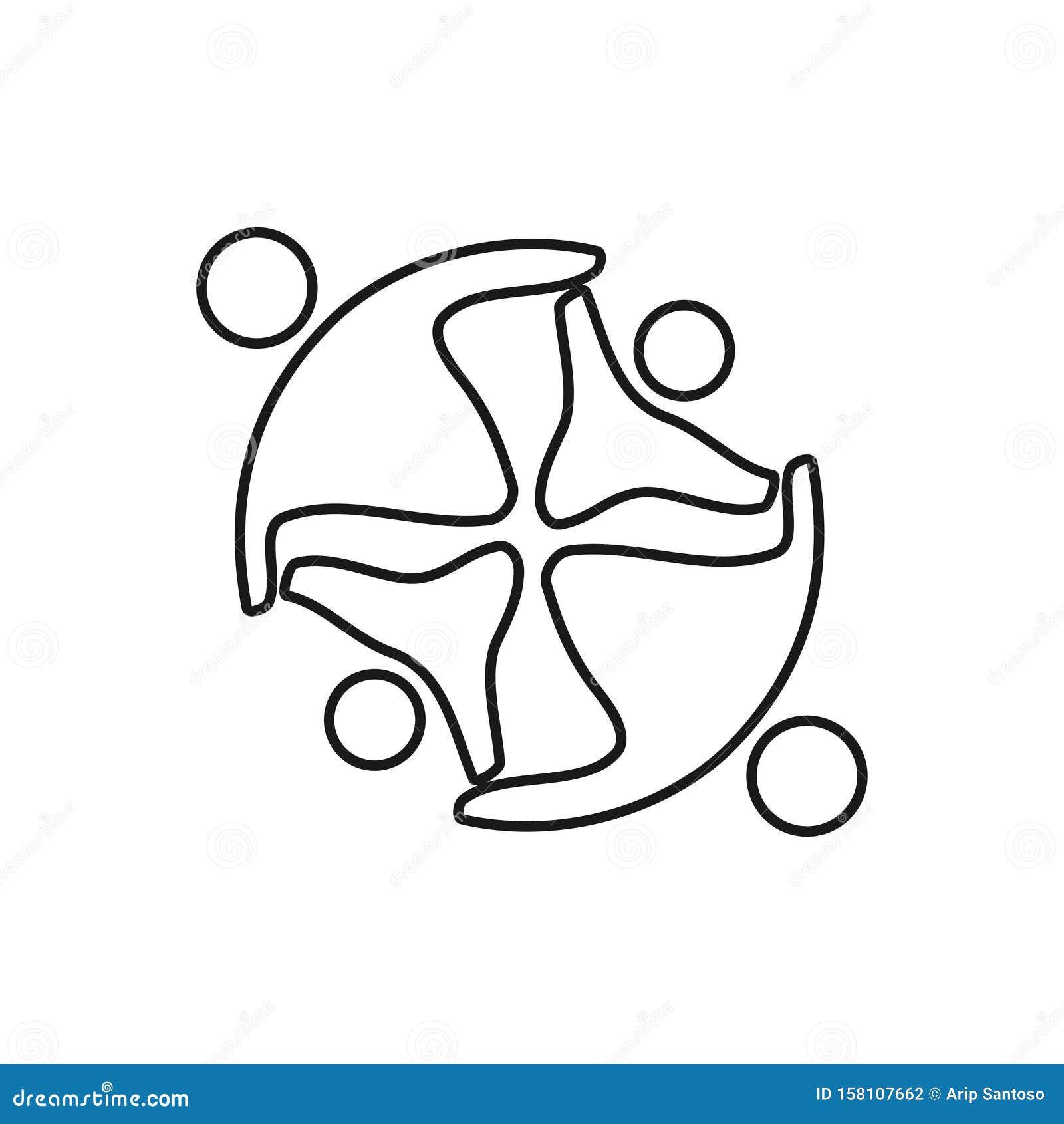 People Rotation Emblem Commitment Teamwork Together Outline Logo Vector ...