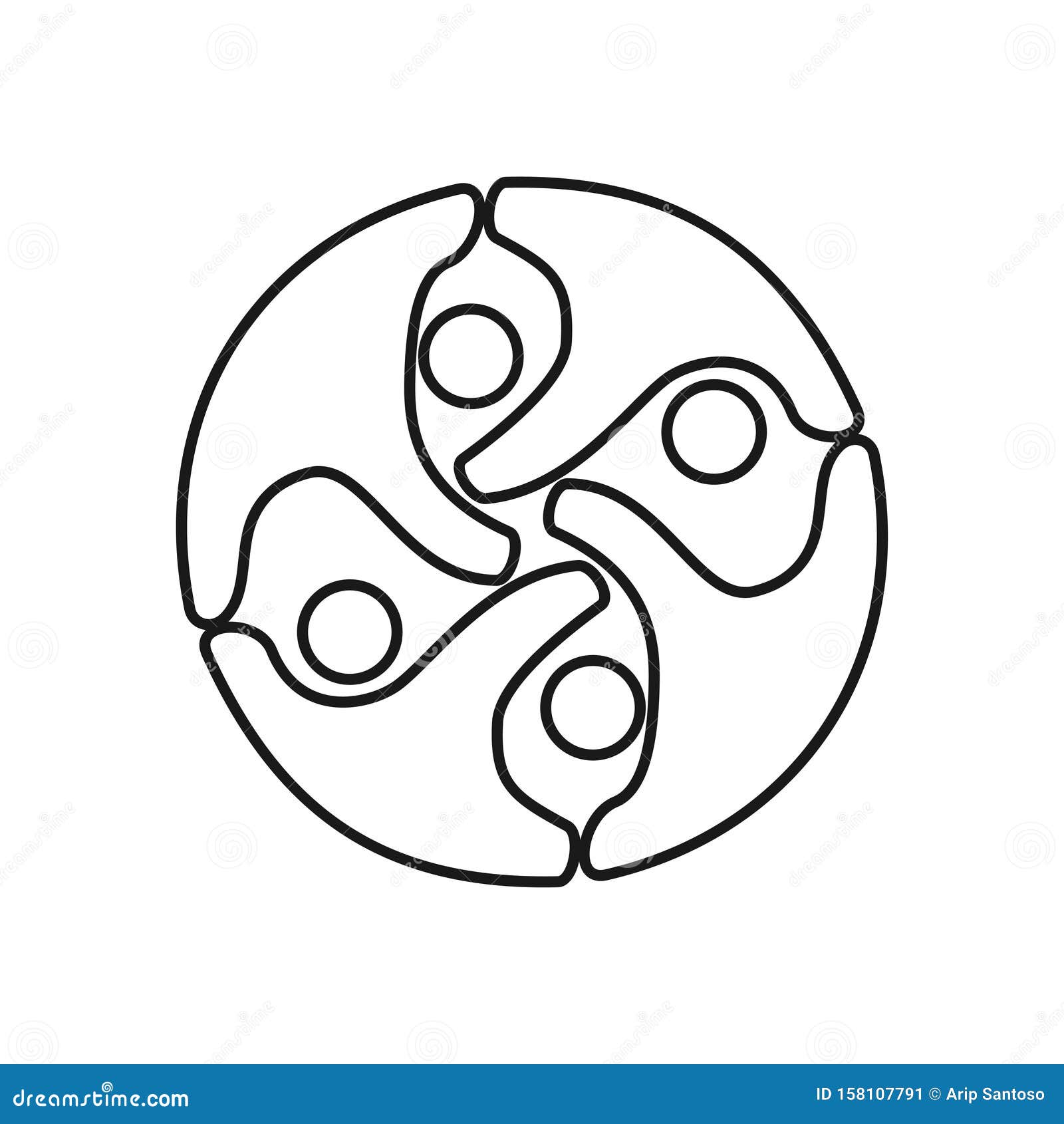 People Rotation Emblem Commitment Teamwork Together Outline Logo Vector ...