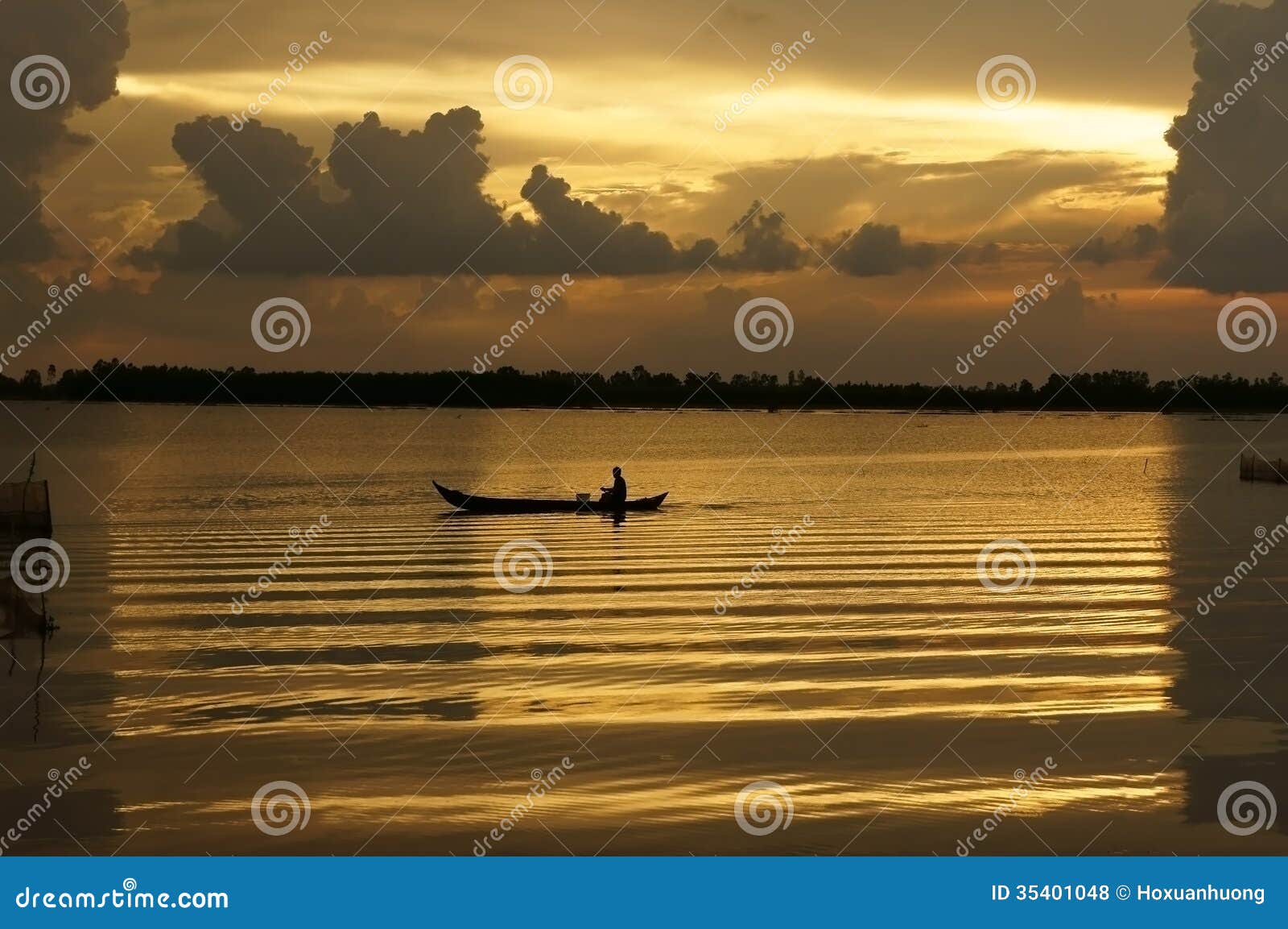 People with Row Boat on River at Sunrise Stock Photo - Image of canoe ...