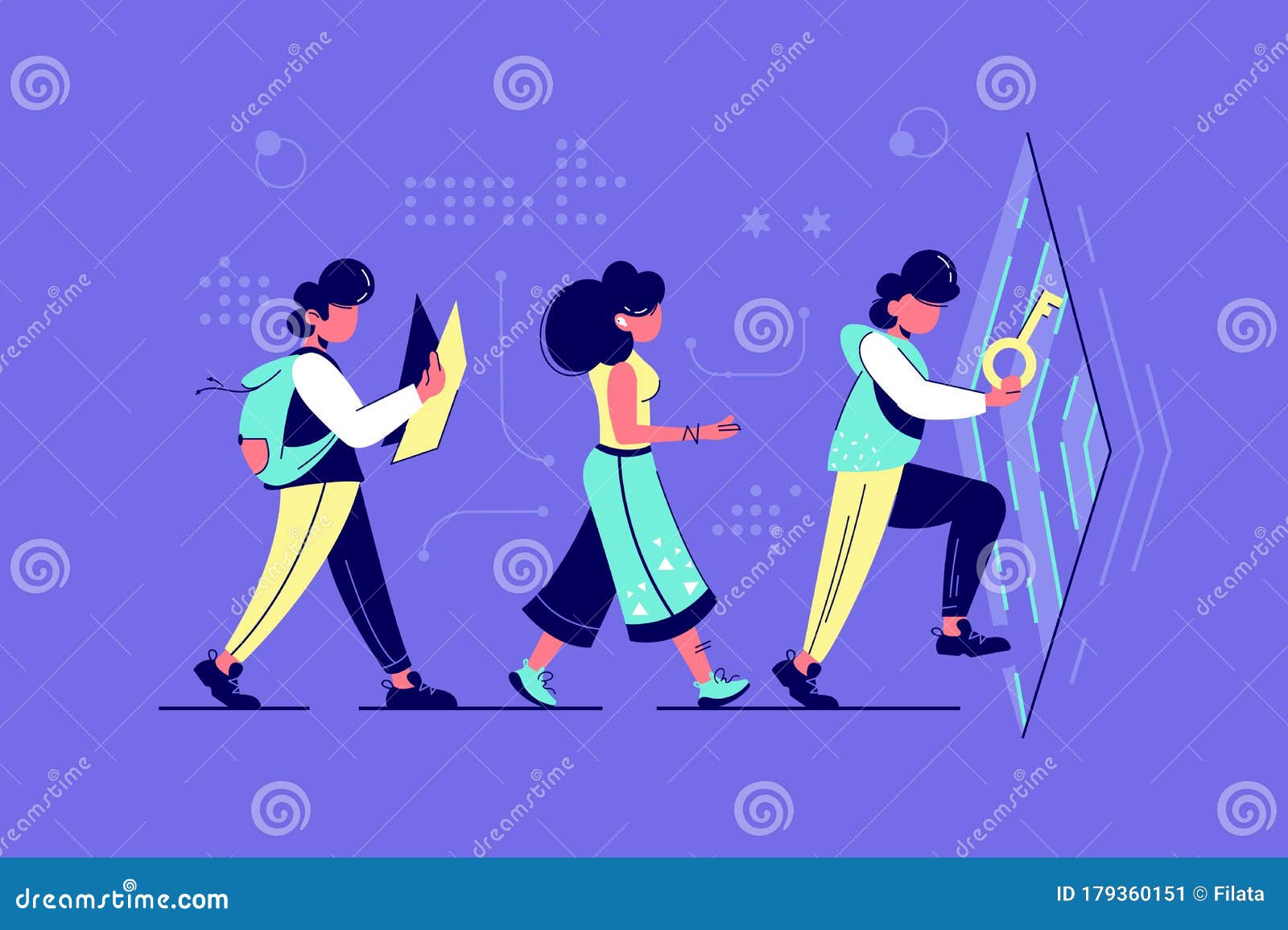 People in Row Going To Exit Stock Vector - Illustration of finish ...