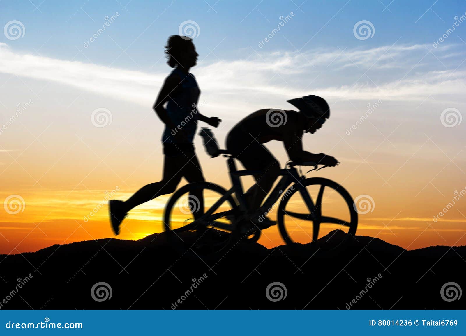 People Run and Cycling at Mountain Stock Photo - Image of bicycle ...
