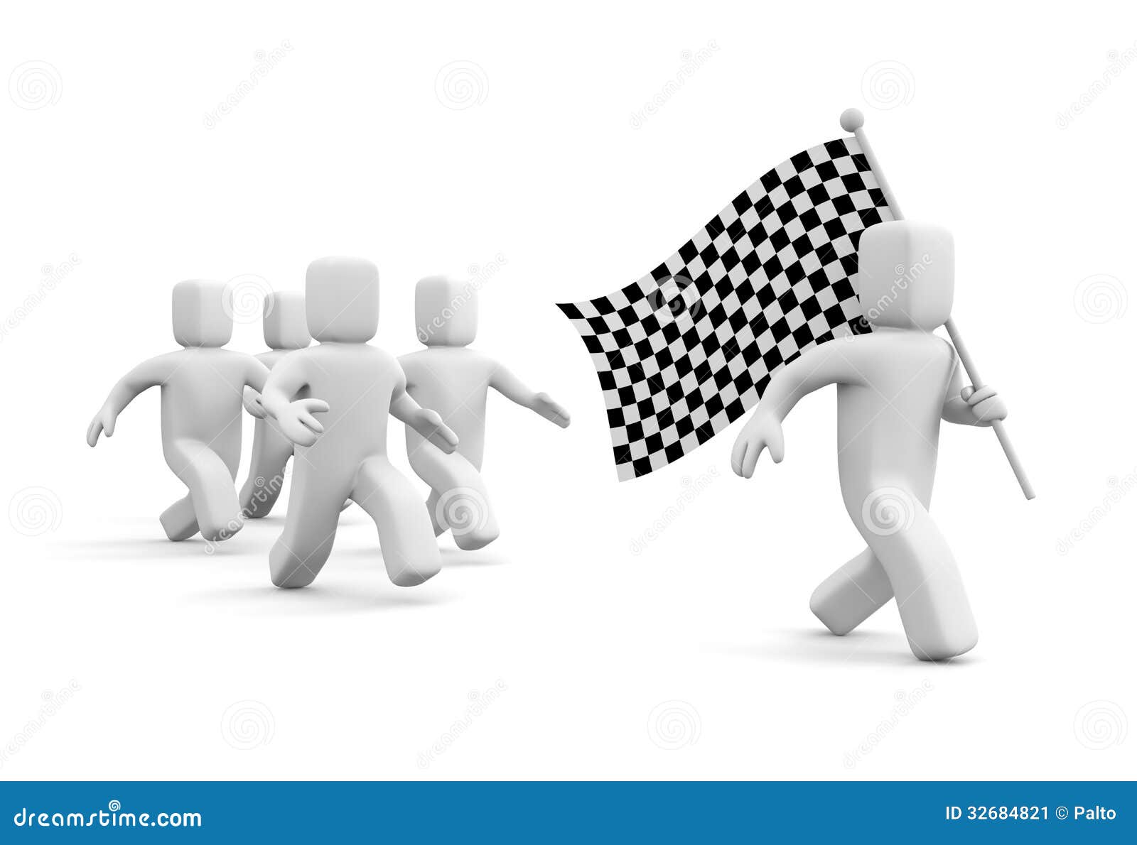 People Run Over a Man with a Flag Stock Illustration - Illustration of ...