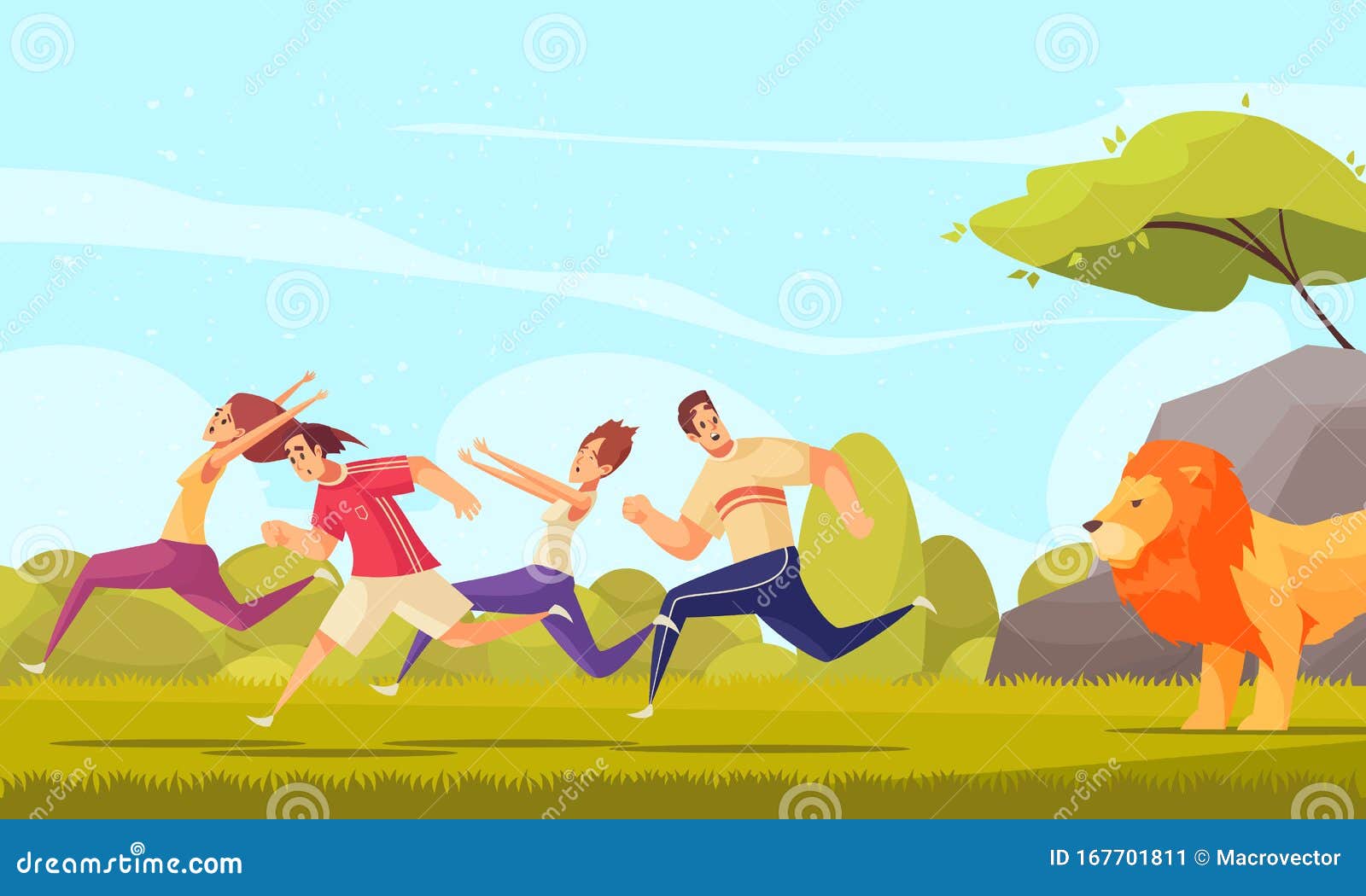 People Running Away from Lion Stock Vector - Illustration of people ... People Running Away from Lion Stock Vector - Illustration of people ...