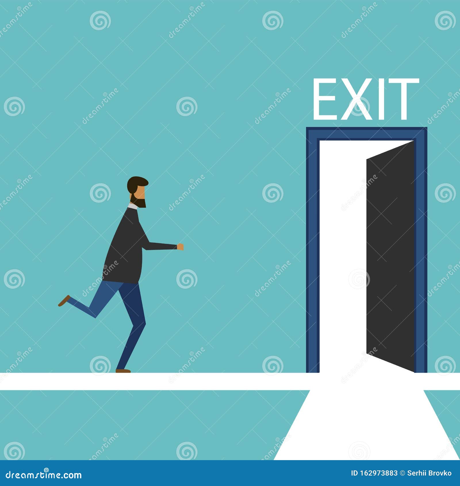 People Running Door Isolated on Background. Vector Illustration Stock ...