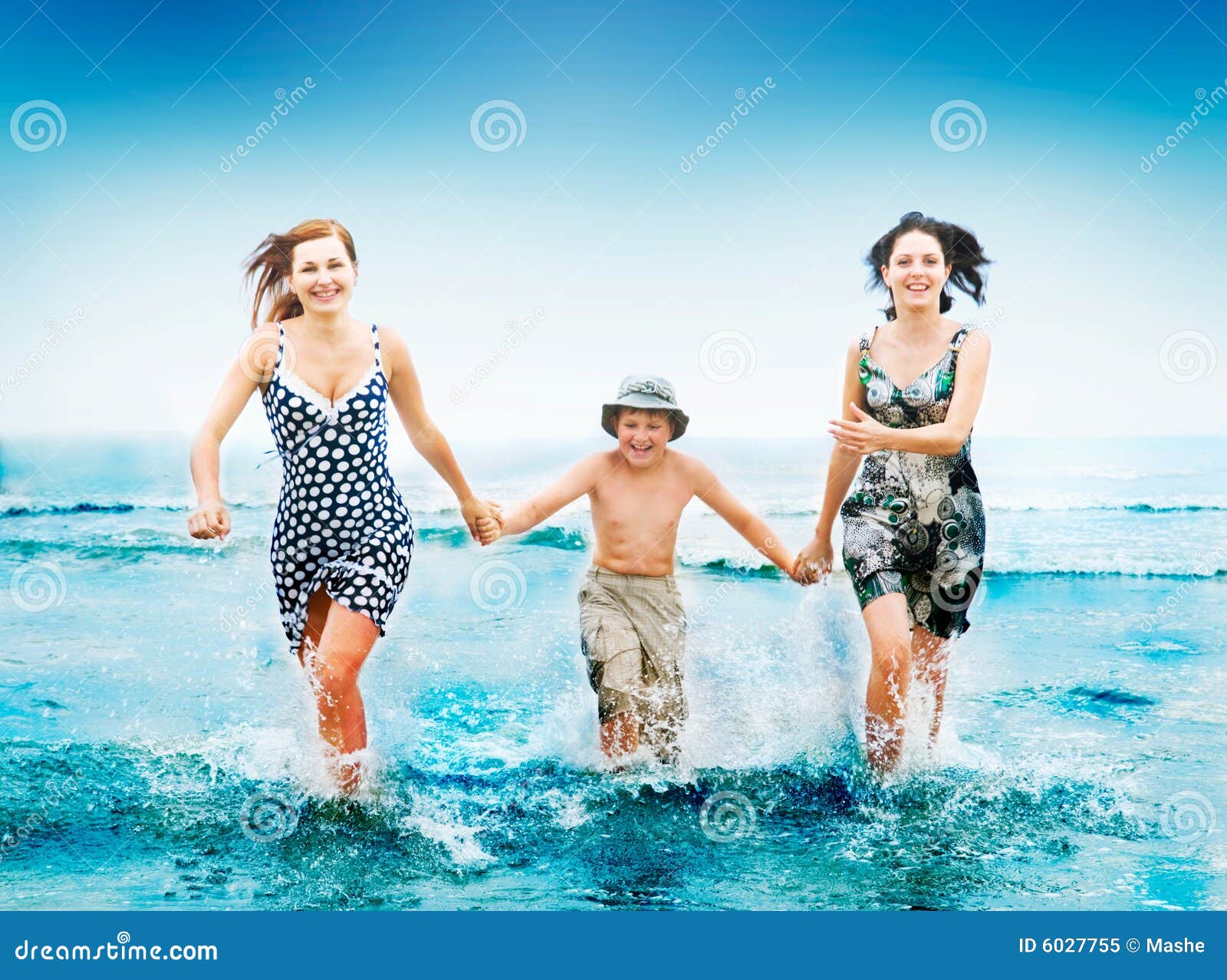 People running at ocean stock image. Image of girl, bright - 6027755