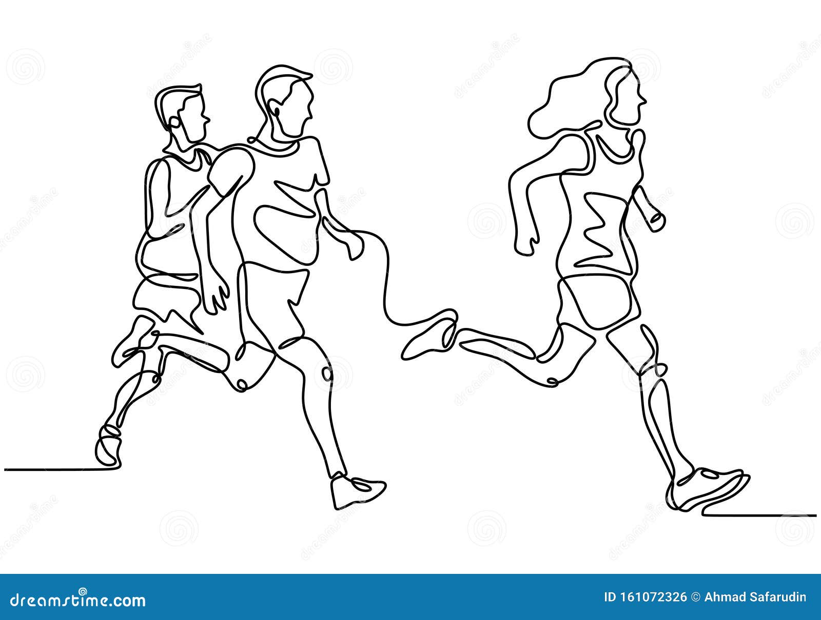 People Running One Continuous Line Drawing Vector Illustration Design ...
