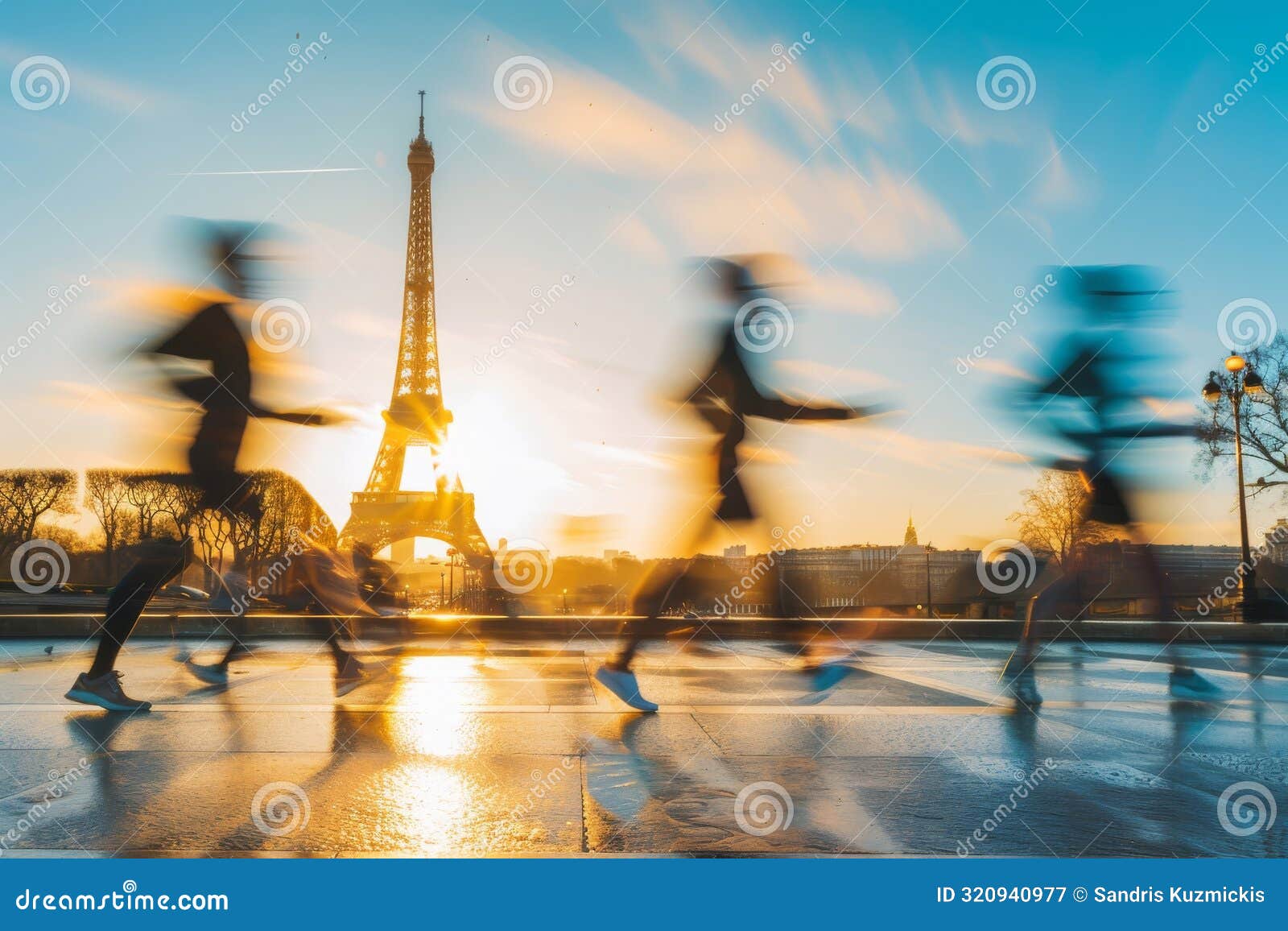 People Running in the Paris Marathon. Generative AI. Stock Illustration ...