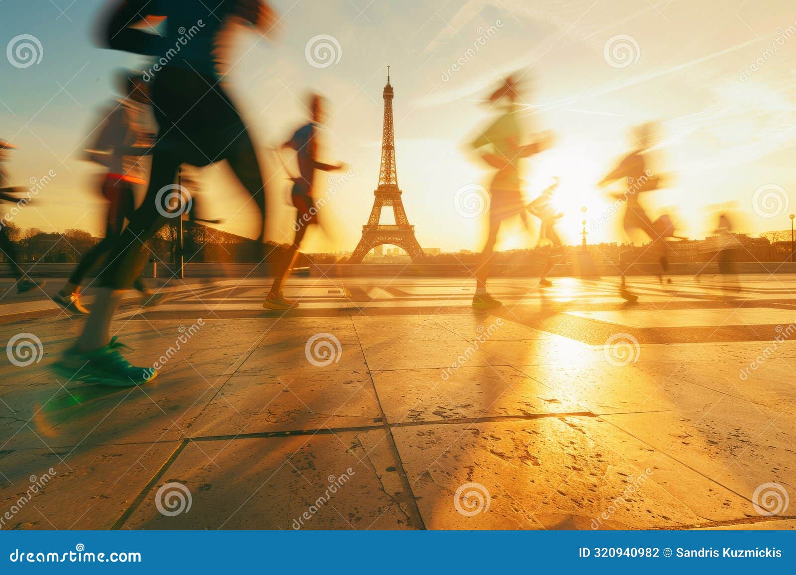 People Running in the Paris Marathon. Generative AI. Stock Illustration ...