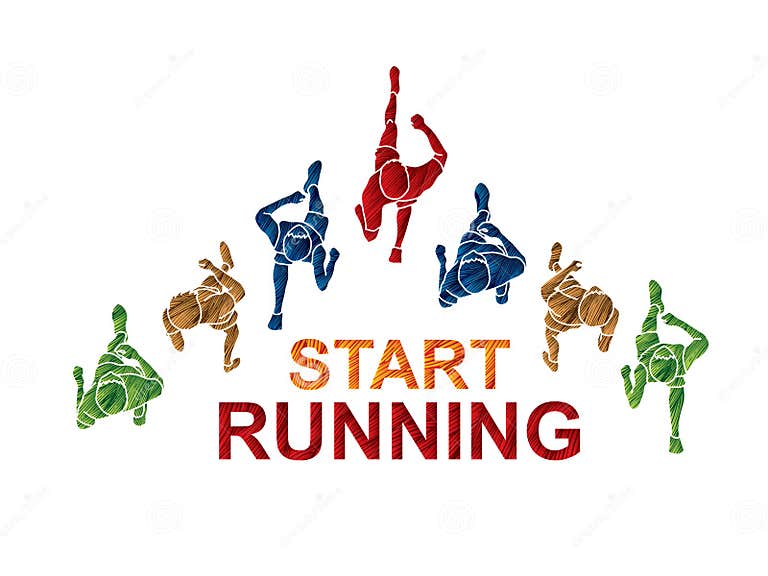 People Running Top View with Text Graphic Vector Stock Vector ...