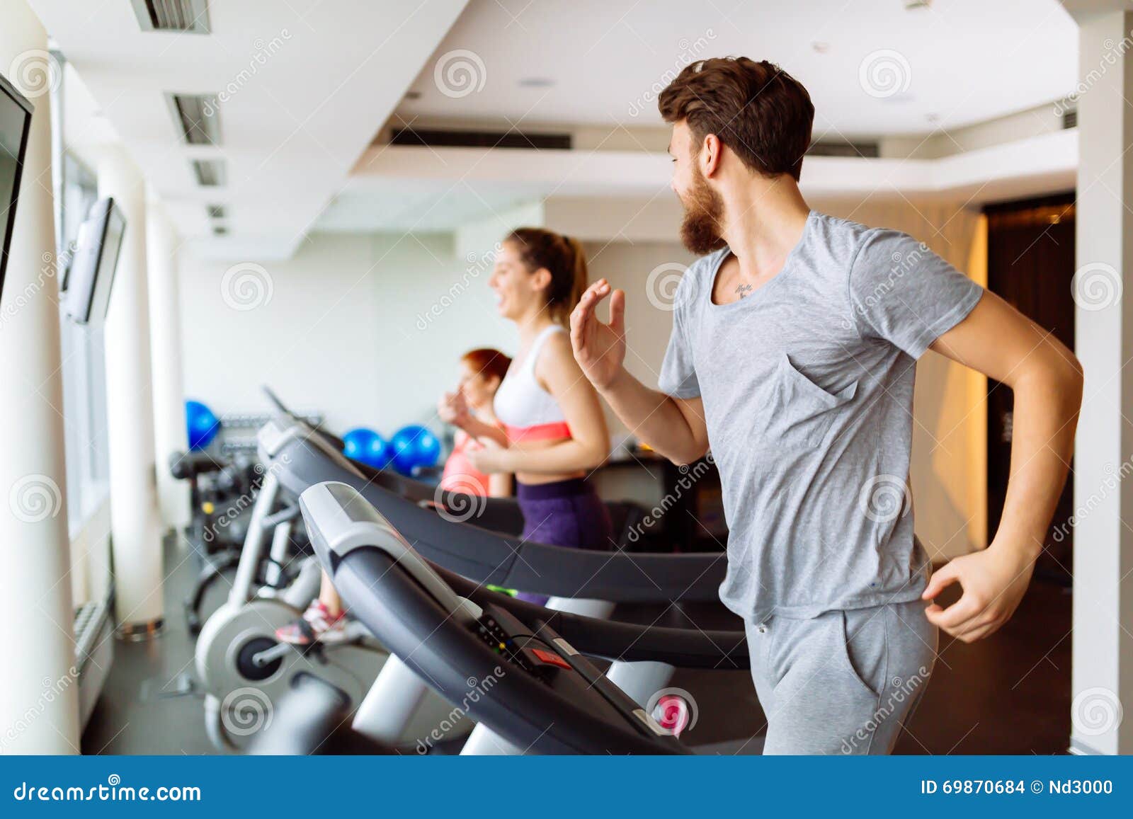 People Running on Treadmill in Gym Stock Photo - Image of machine ...