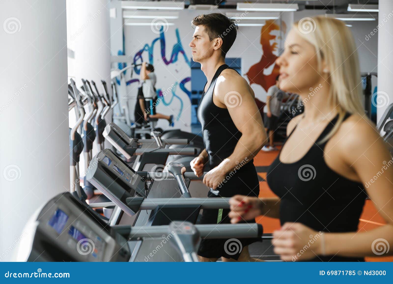 People Running on Treadmills in Gym Stock Image - Image of people ...