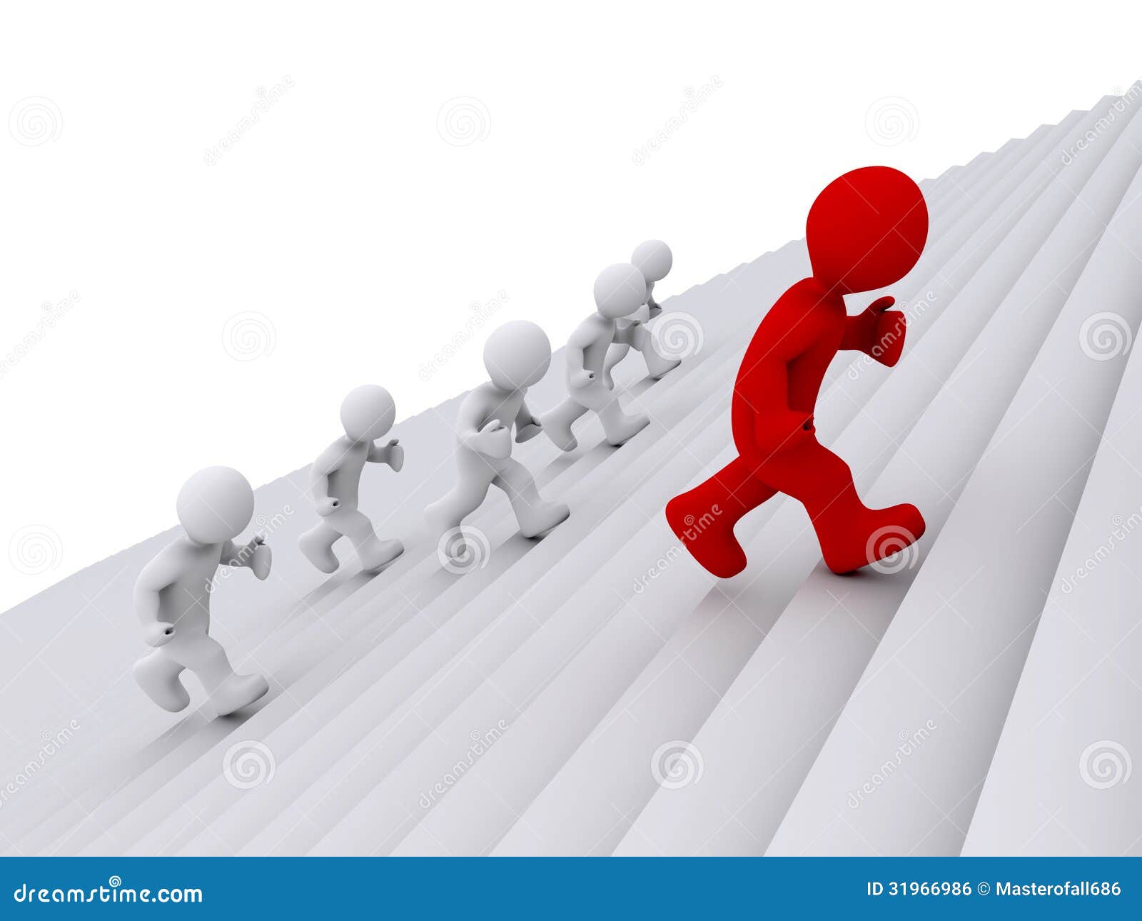 People Running Up the Stairs, but One is the Leader Stock Illustration ...