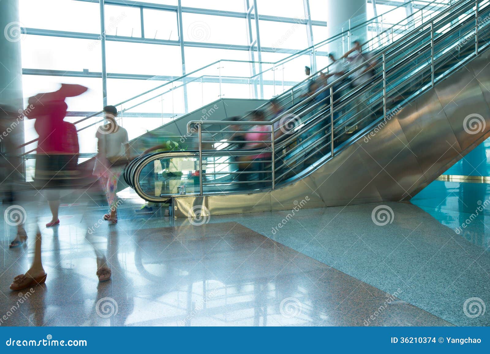 People Rush on Escalator Motion Blurred Stock Photo - Image of move ...
