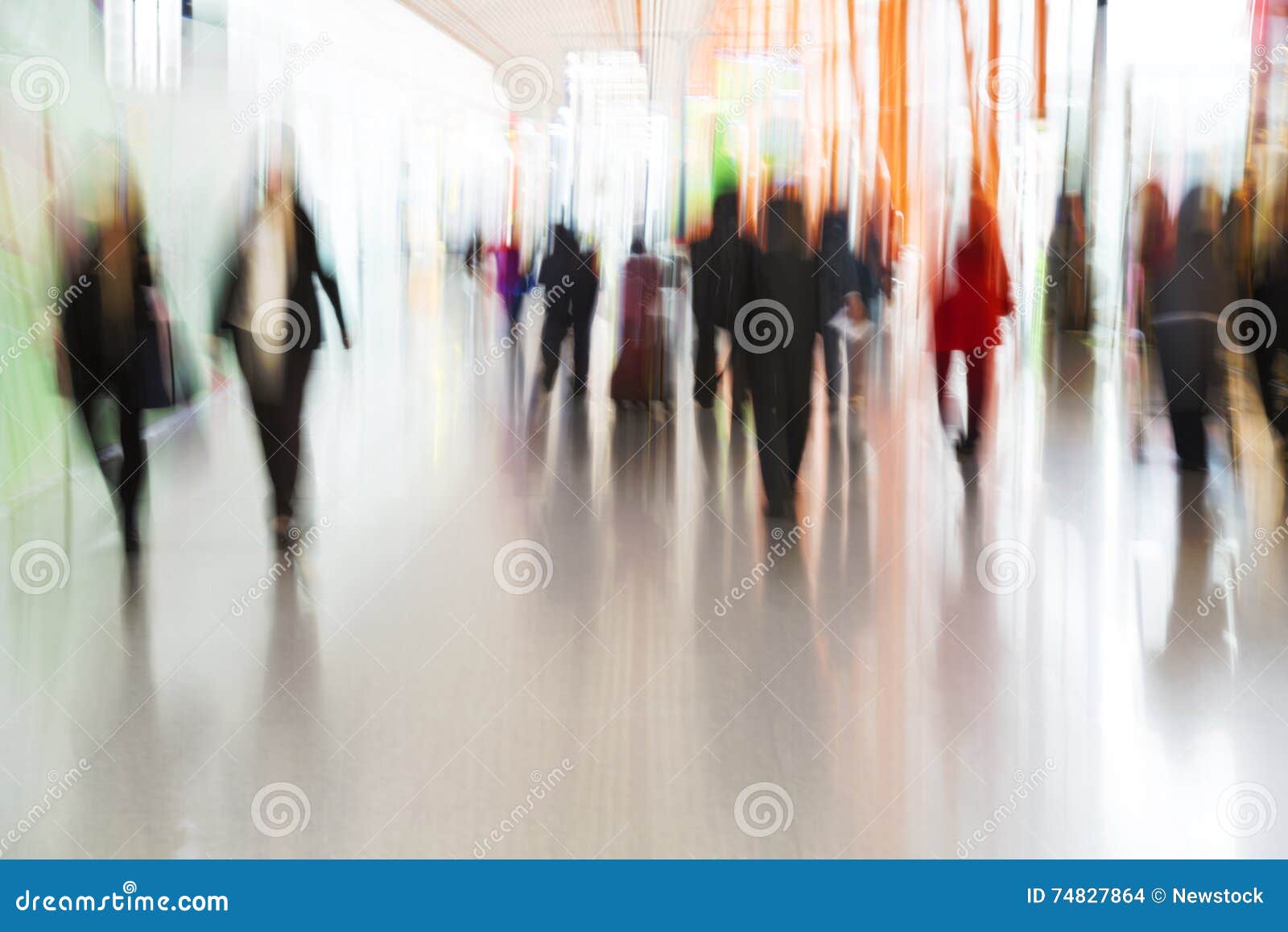 People Rushing at Airport in Motion Blur Stock Photo - Image of airport ...