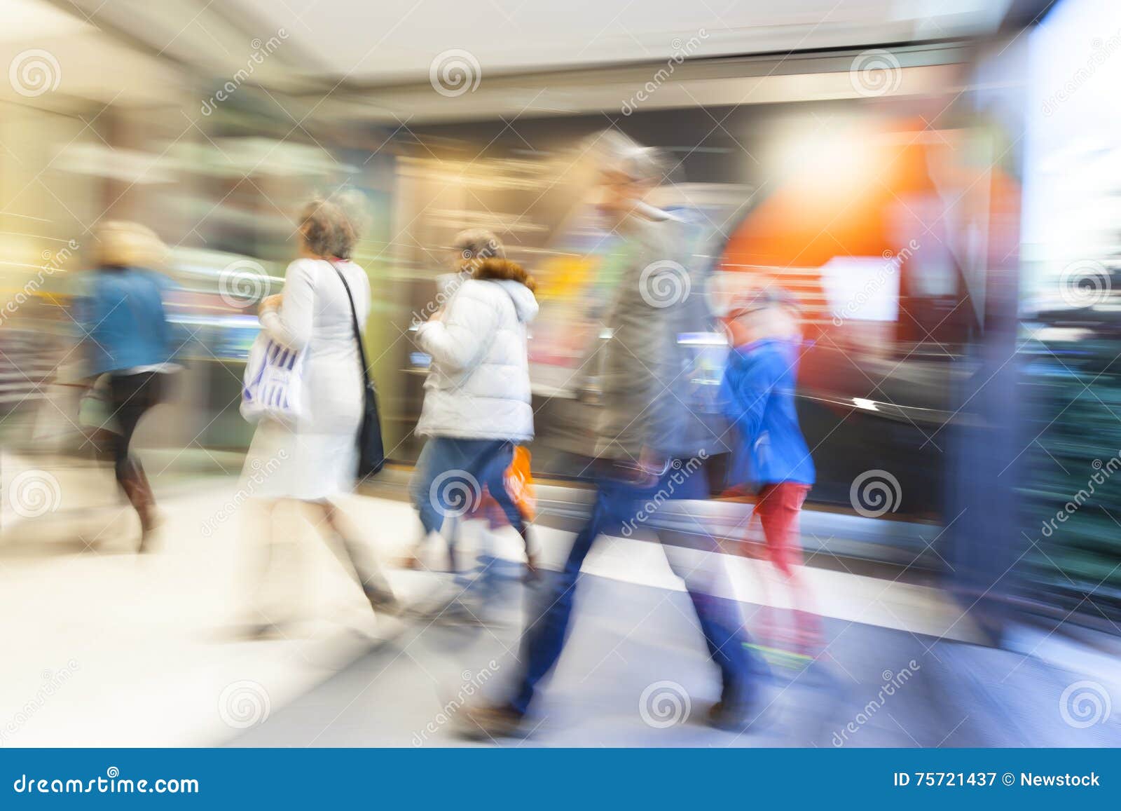 People Rushing through Corridor, Zoom Effect Stock Image - Image of ...