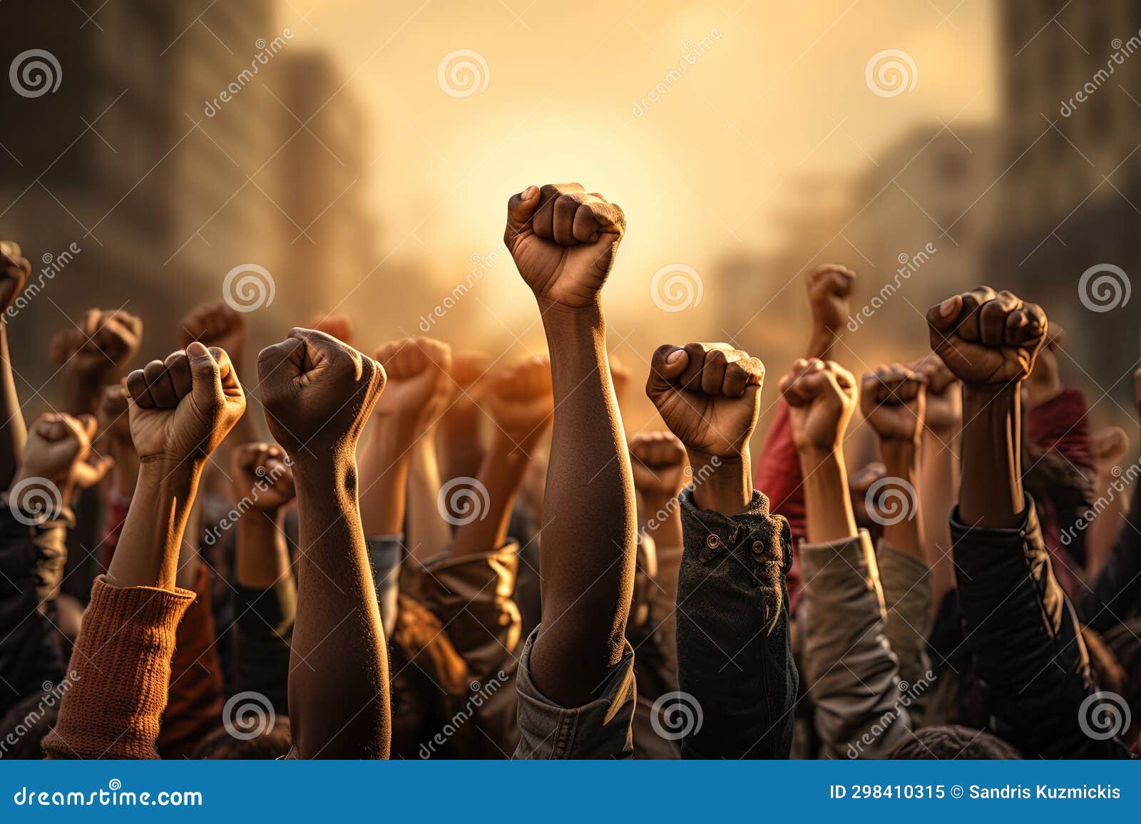 People S Hands Raised with Clenched Fists. Concept of Human Rights ...