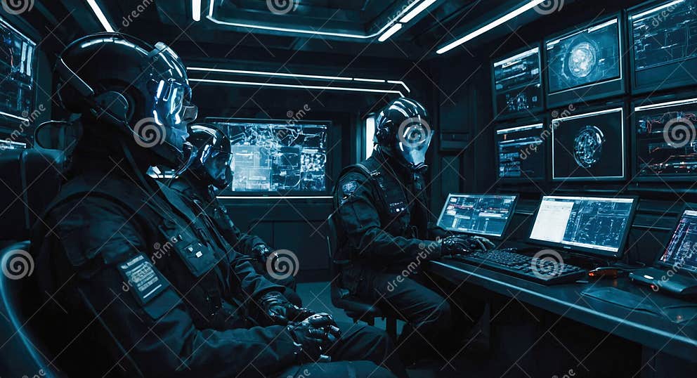 People in Safety Outfit with Tech Suit and Helmet in a Server Room ...