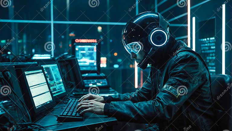 People in Safety Outfit with Tech Suit and Helmet in a Server Room ...