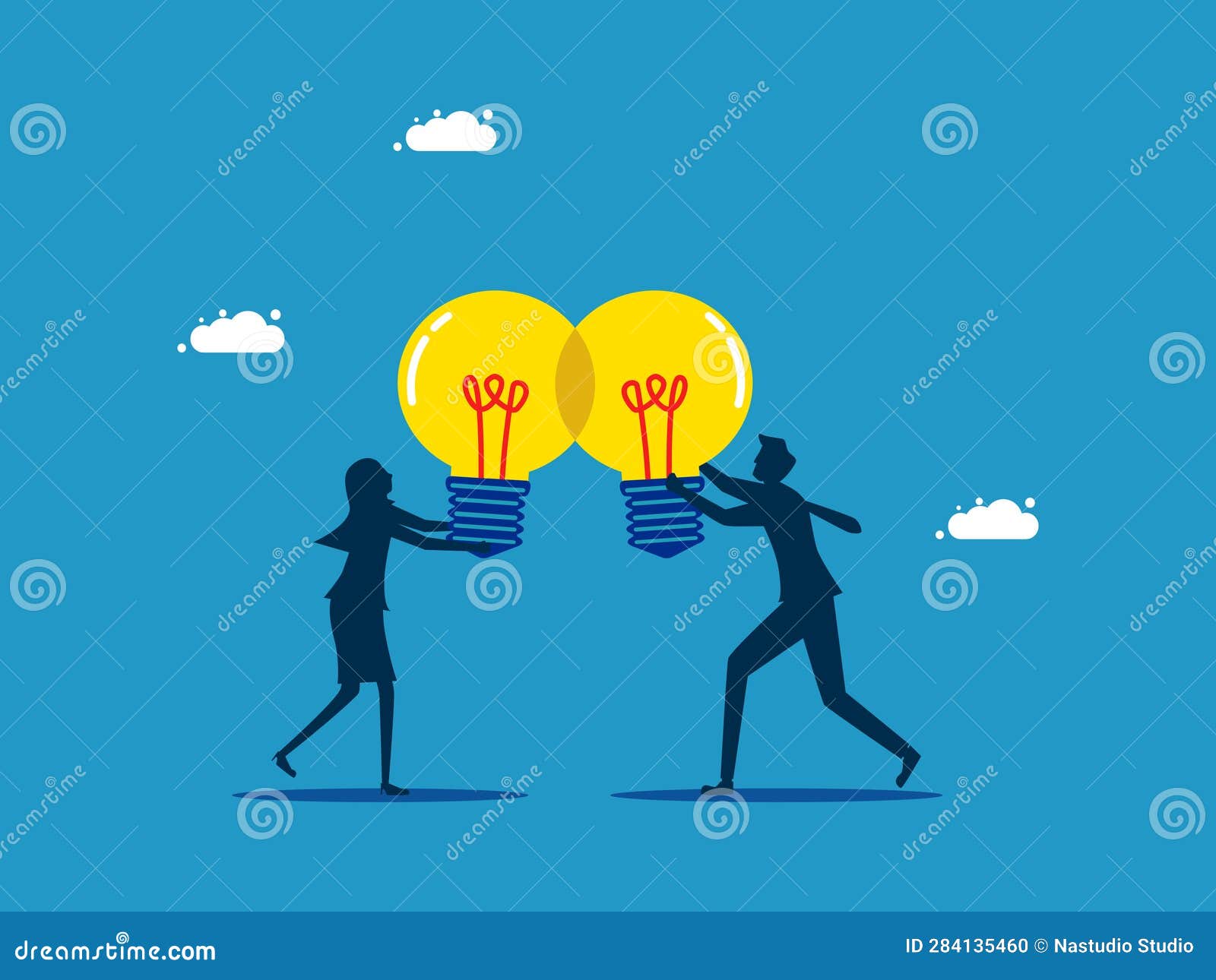 People with the Same Idea. Business People Share Light Bulb Ideas Stock ...