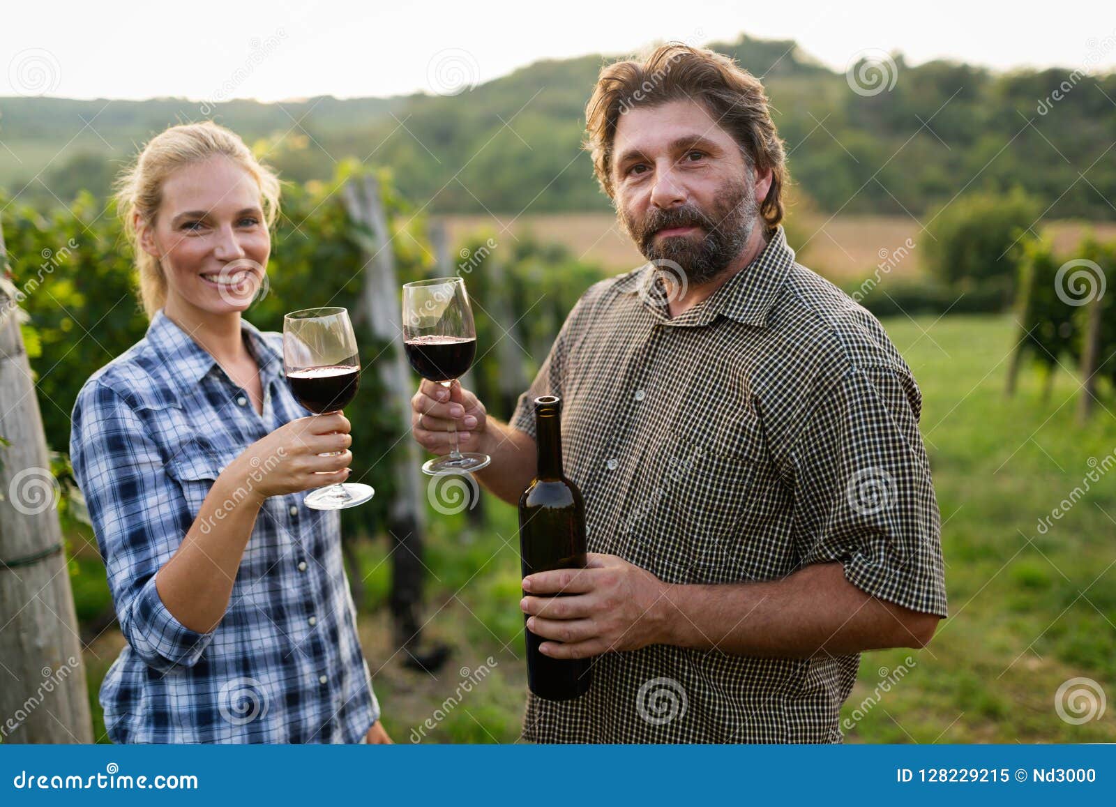 People Sampling and Tasting Wines in Vineyard Stock Image - Image of ...