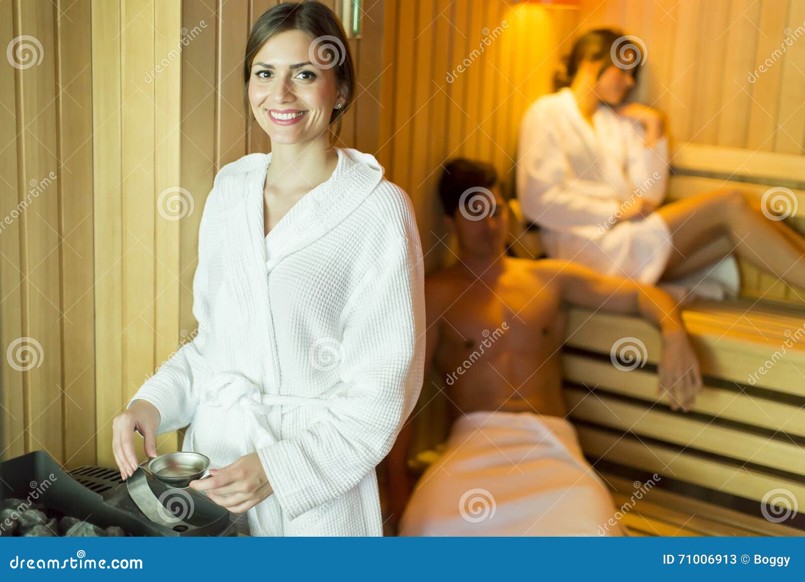 People in the sauna stock image. Image of female, people - 71006913