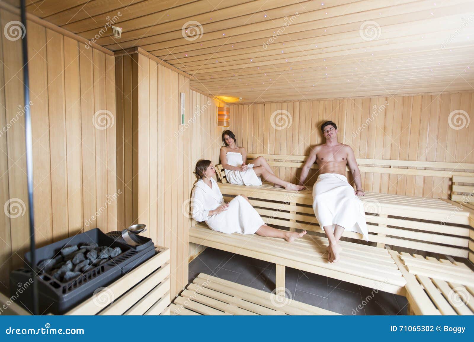 People in the sauna stock photo. Image of young, relax - 71065302
