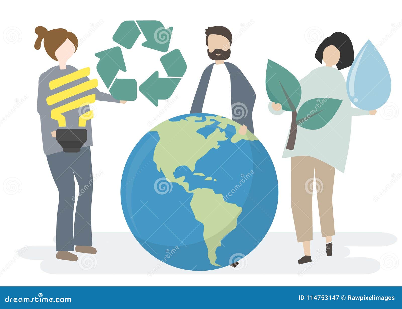 People with the Save Environment Stock Illustration - Illustration of ...