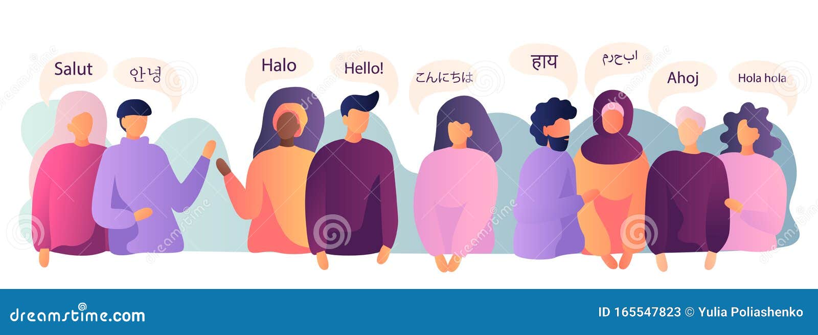 People Say Hi in Different Languages. Stock Vector - Illustration of ...