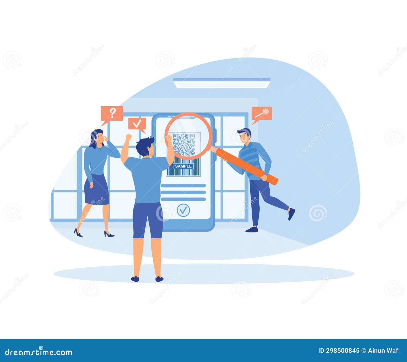 People Scanning Qr Code for Payment Via Smart Phone. Group of ...