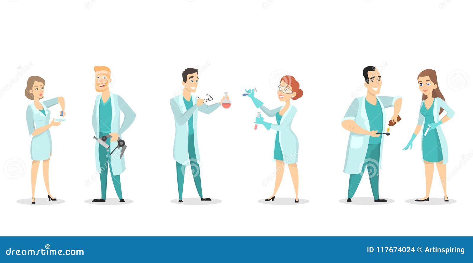 People scientists set. stock vector. Illustration of female - 117674024