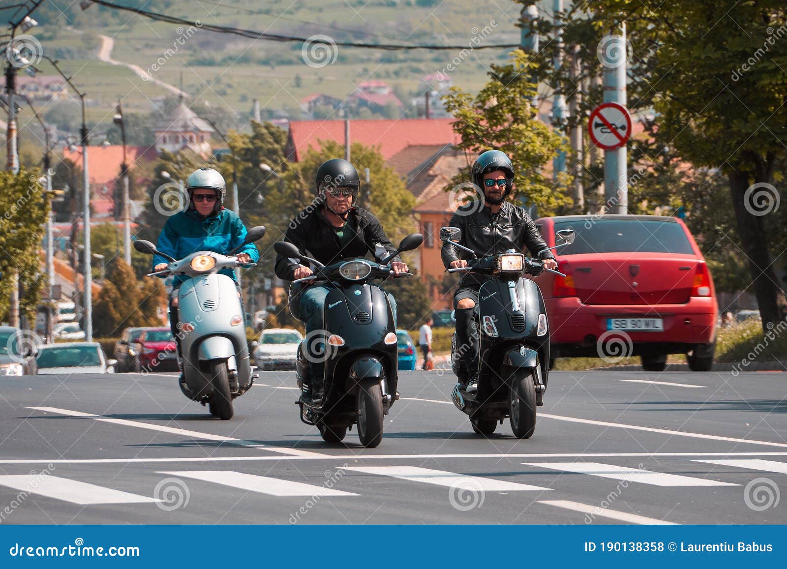 People on scooters editorial stock photo. Image of scooter - 190138358