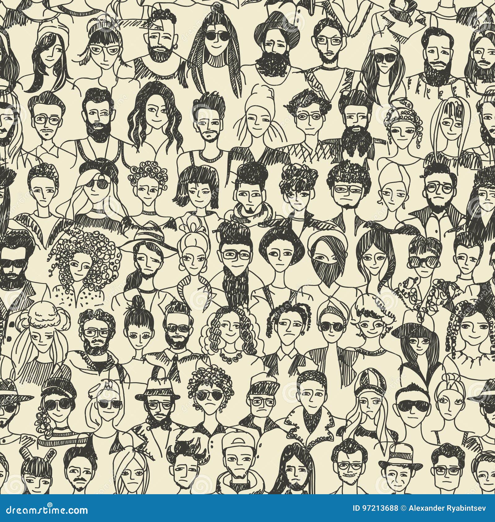 People seamless pattern stock vector. Illustration of head - 97213688