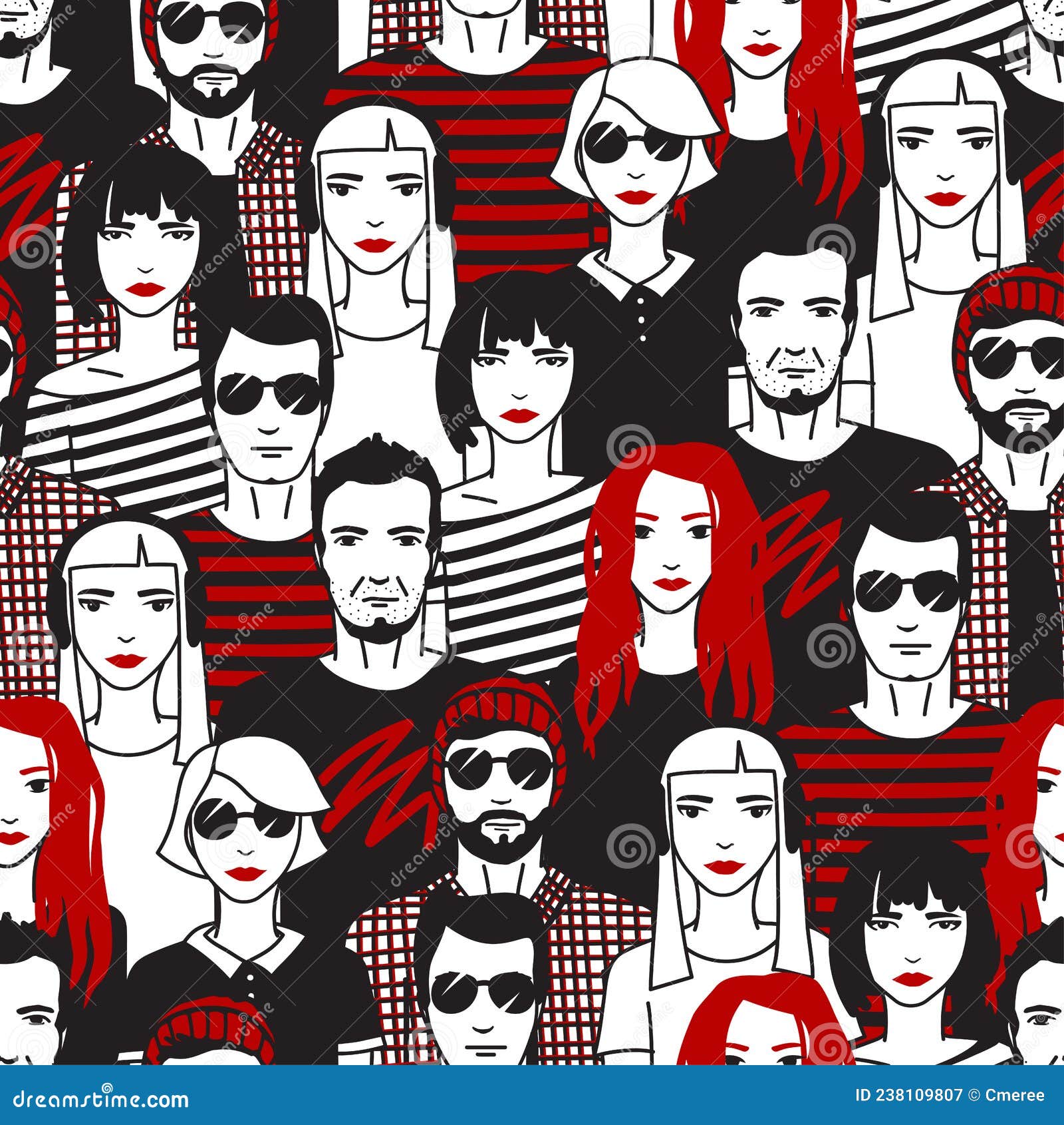 People seamless pattern stock vector. Illustration of comic - 238109807