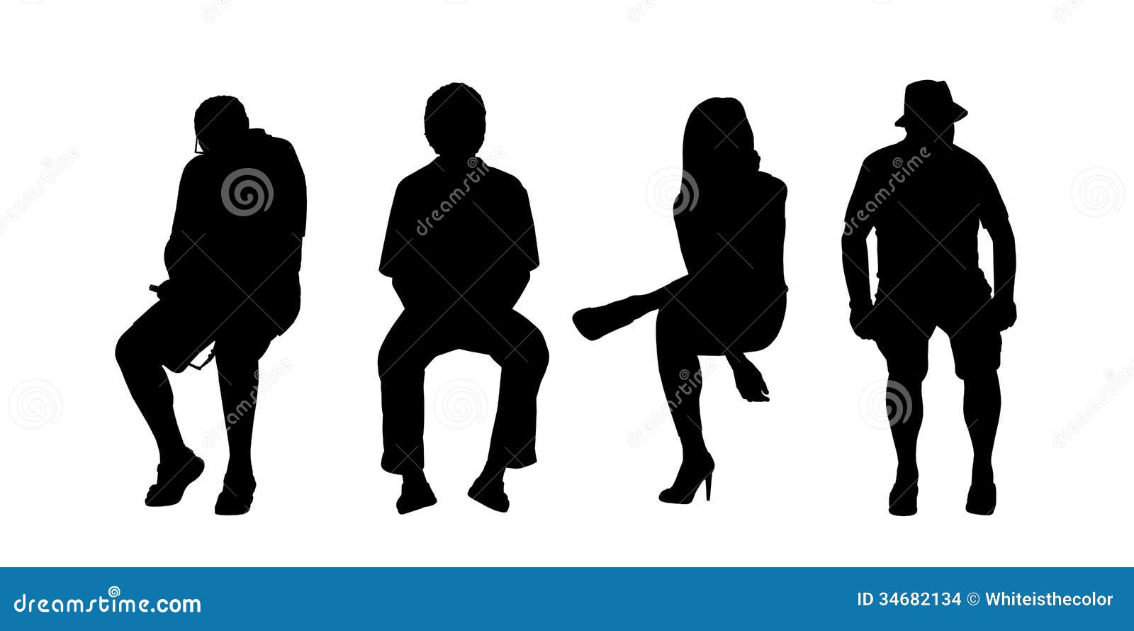People Seated Outdoor Silhouettes Set 1 Stock Images Image 34682134