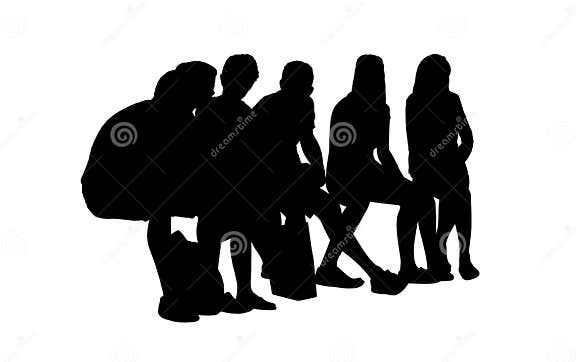 People Seated Outdoor Silhouettes Set 14 Stock Illustration