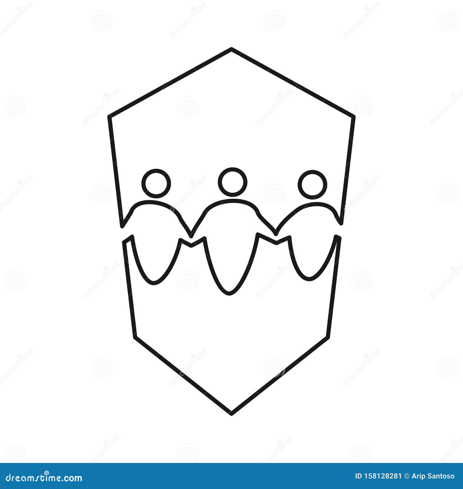 People Secure Shield Commitment Teamwork Together Outline Logo Stock Vector - Illustration of ...