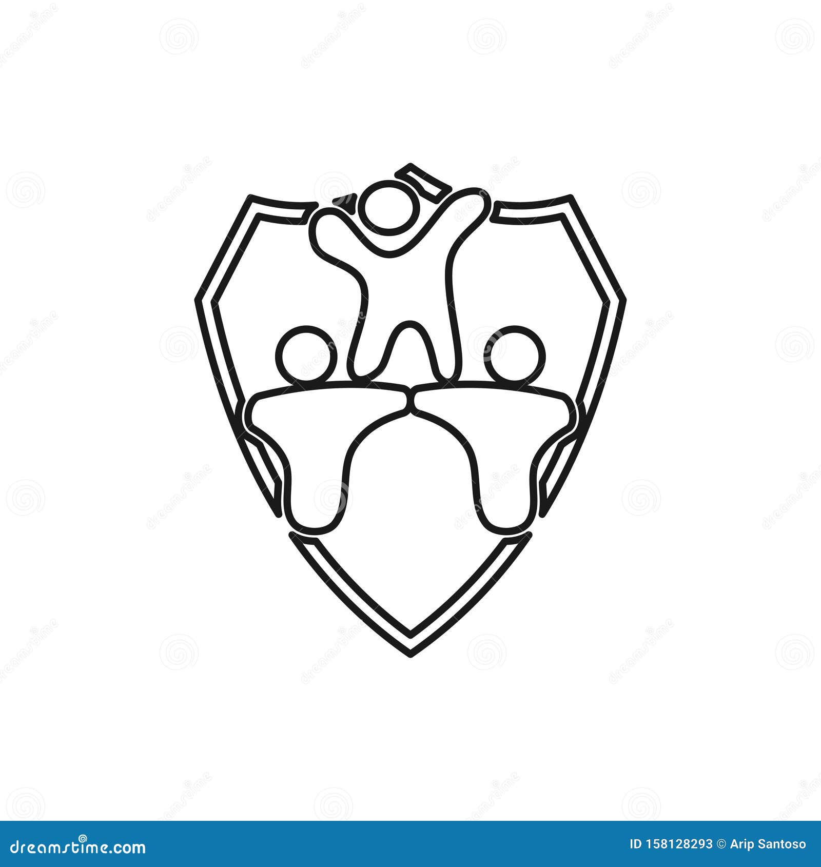 People Secure Shield Commitment Teamwork Together Outline Logo Stock Vector - Illustration of ...