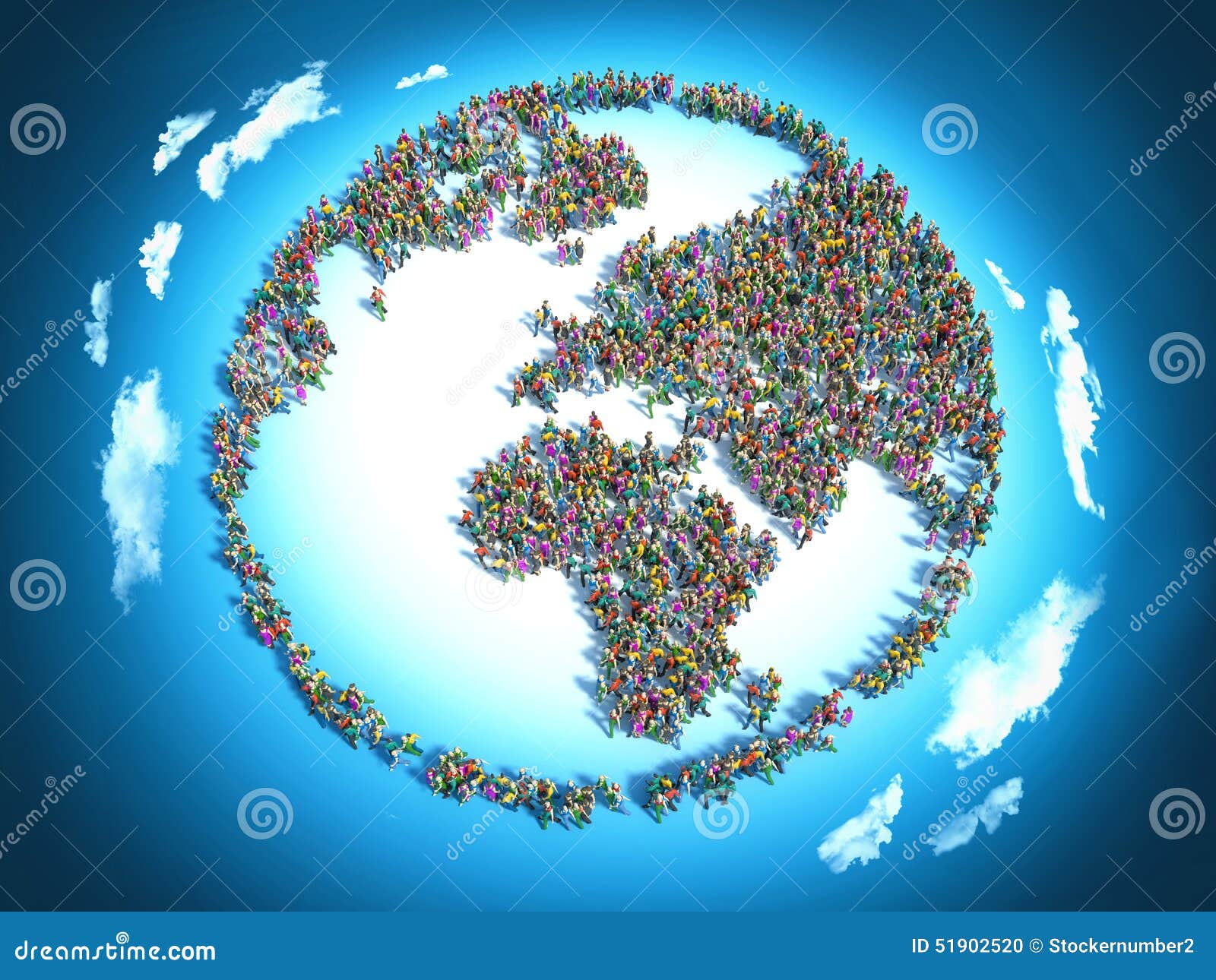 People Seen From Above Forming The Earth Globe Shape Stock Illustration ...