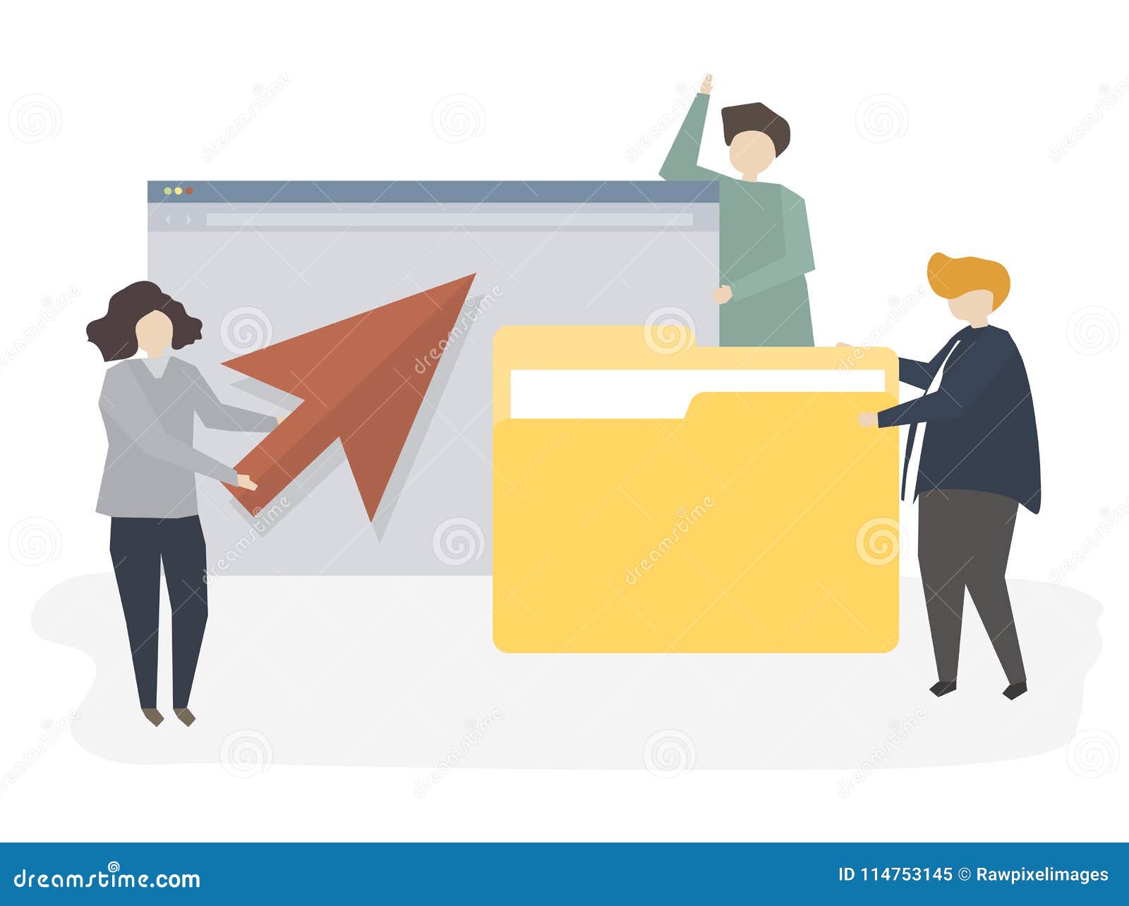 People with Selected Folder Icon Stock Illustration - Illustration of ...