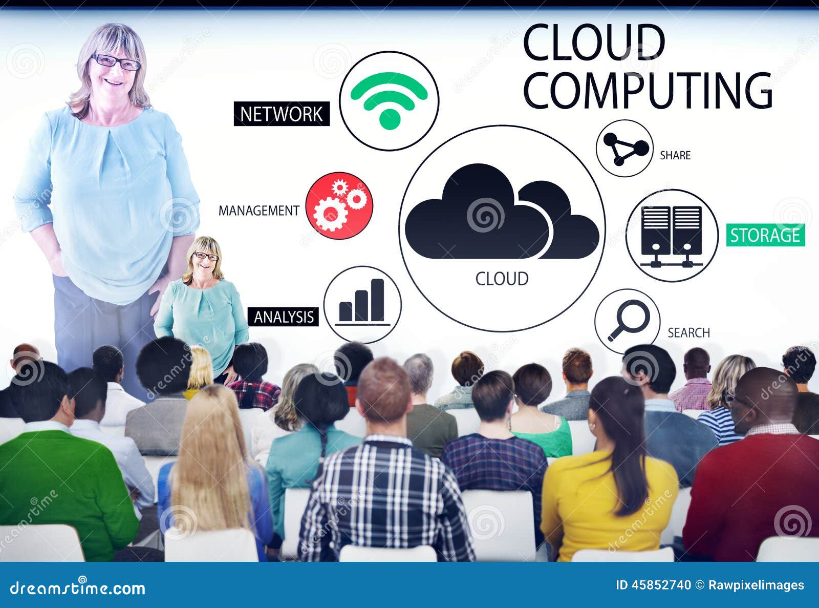People in Seminar with Cloud Computing Concepts Stock Photo - Image of ...