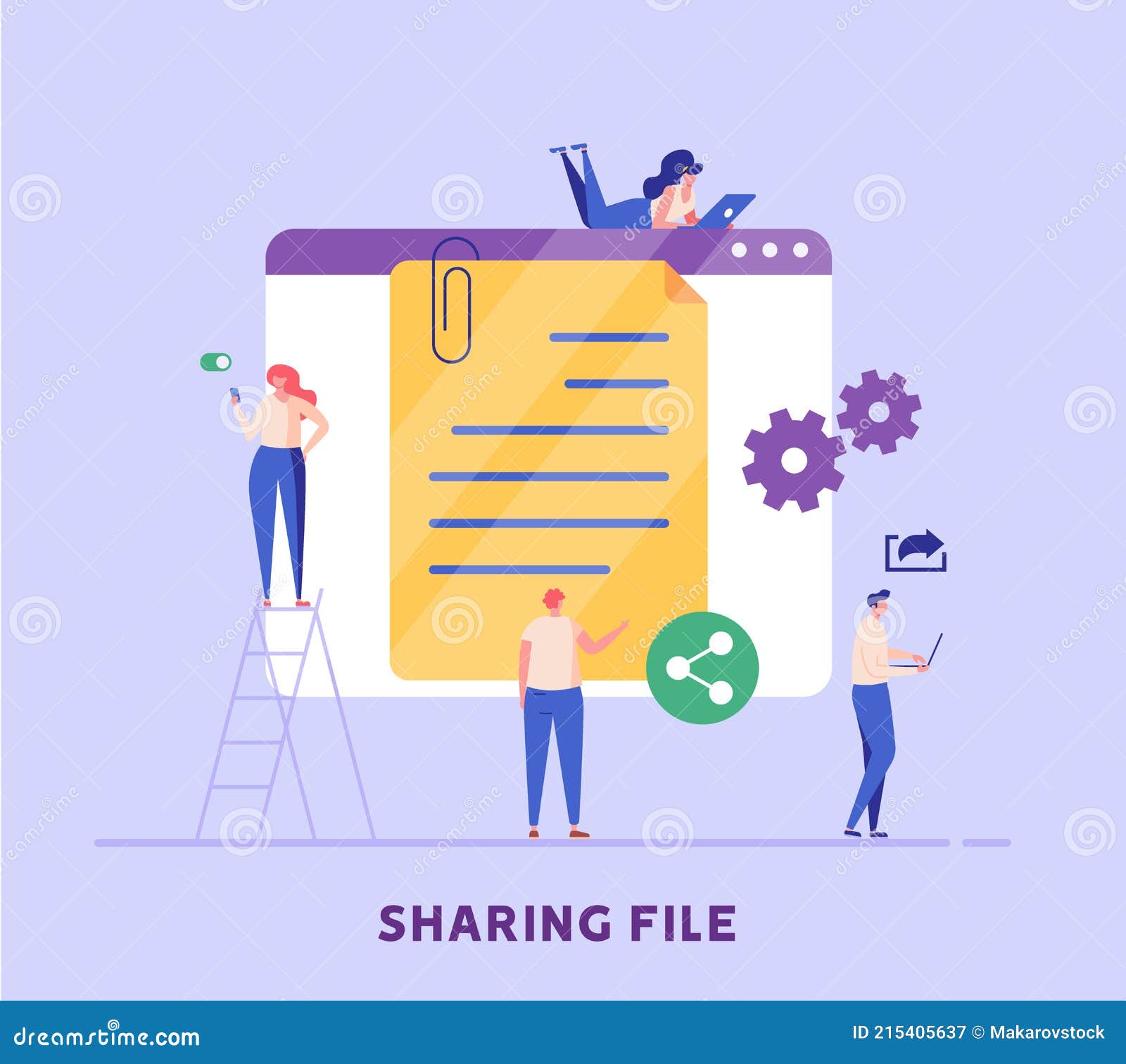 People Send Files for Business. Concept of Sharing File, Data Transfer ...